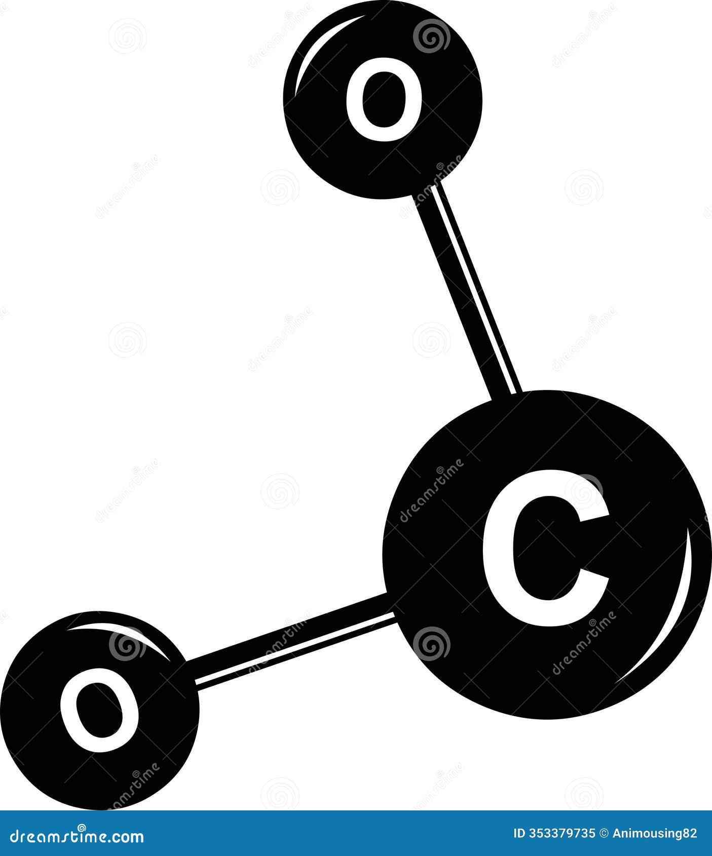 Black and White Icon Molecular Structure Co2 Carbon Dioxide Stock ...