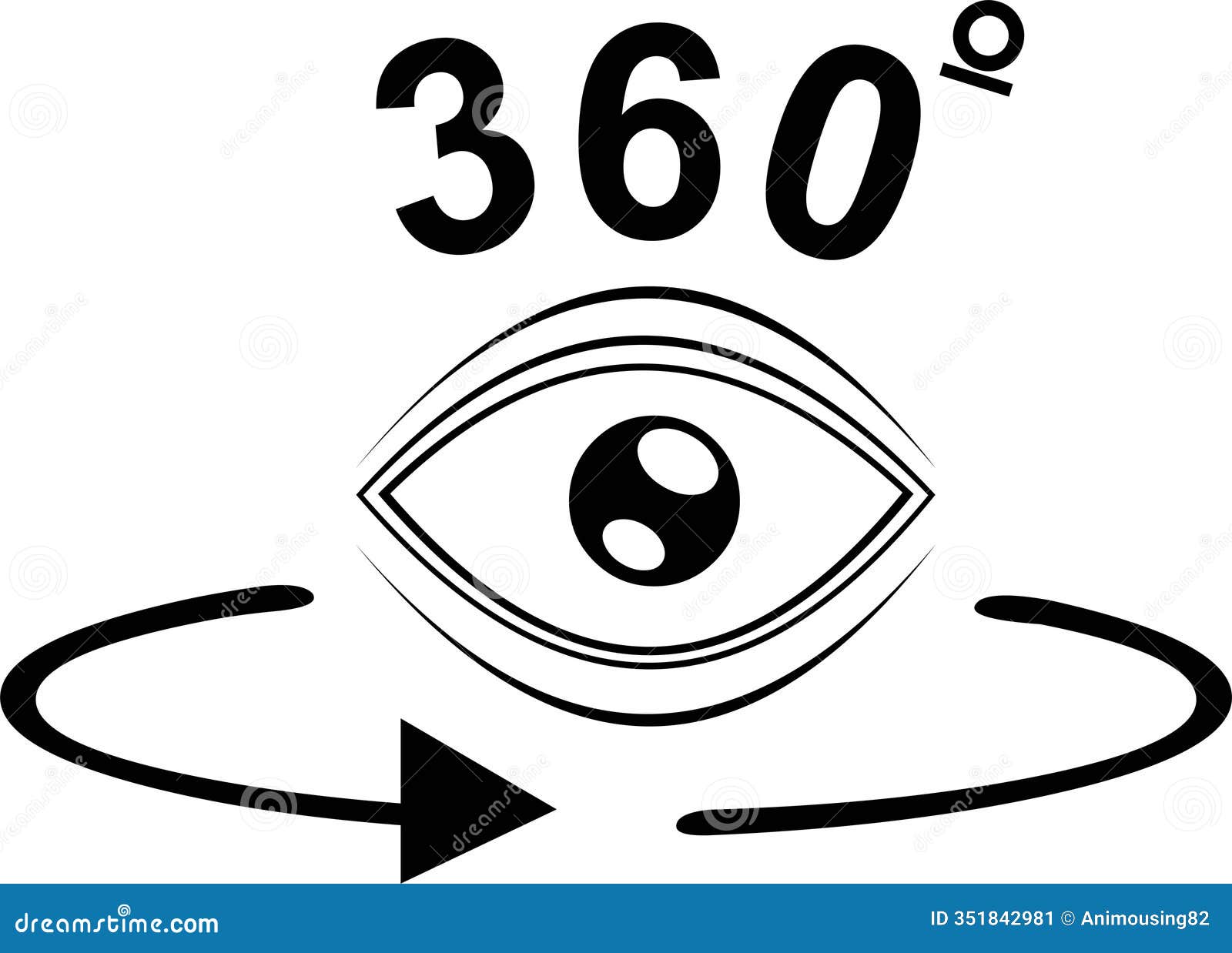 Vector Illustration Black and White Symbol Eye 360 Degrees View Stock ...
