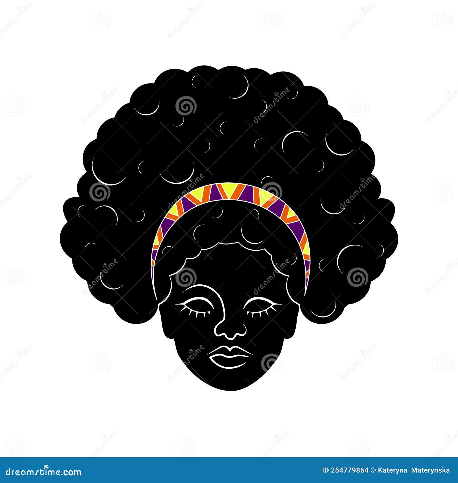 Vector Illustration Of Black Woman With Afro Hair Silhouette Afro Girl