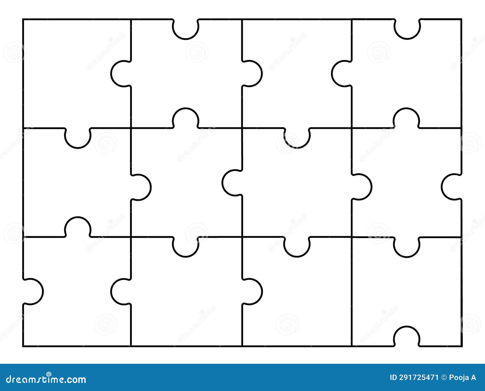 Vector Illustration of a Blank Jigsaw Puzzle Frame Template, Background ...