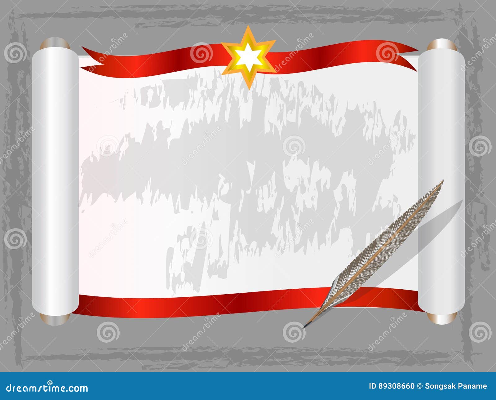 Quill Pen And Blank Paper With Banner Hand Drawing Vintage Engraving ...