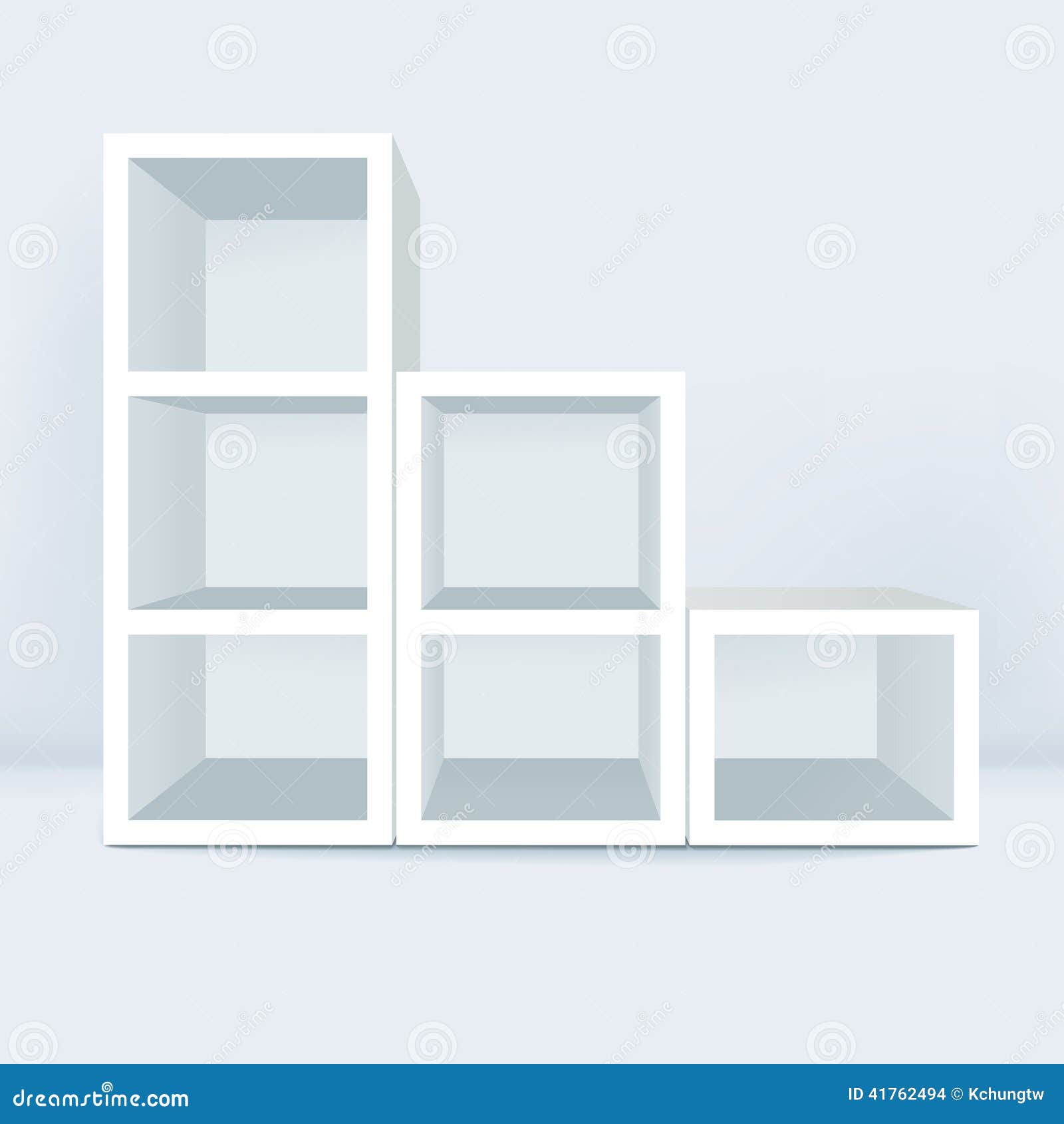 Blank Showcase Displays Shelves Front View Isolated On White Background ...