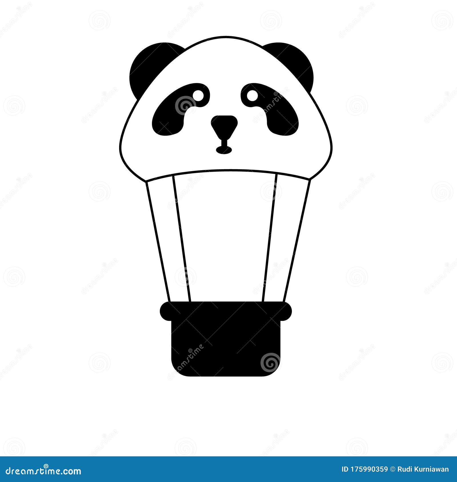 Vector Illustration of Blimp and Panda Head Stock Vector - Illustration ...