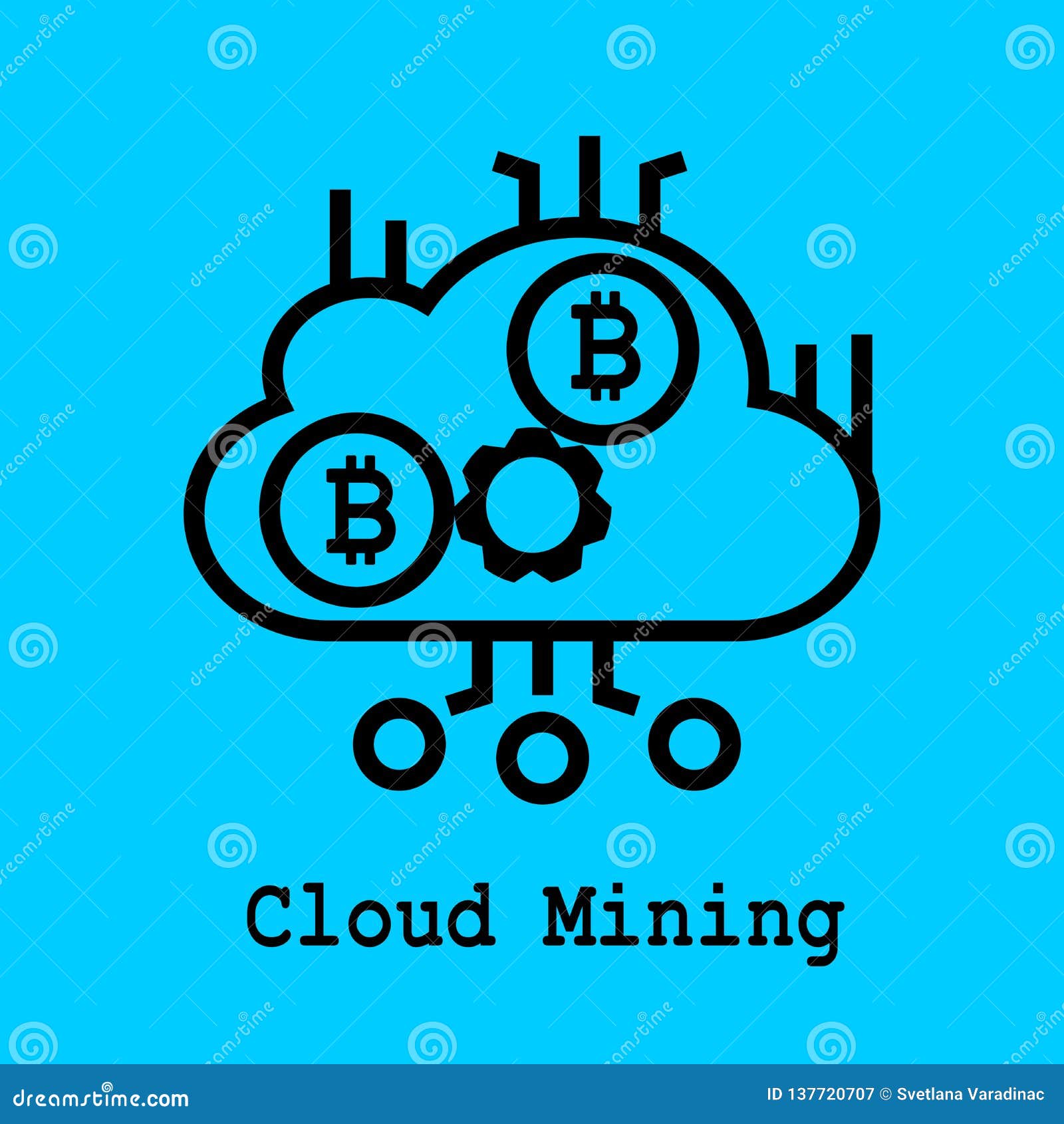 Cloud mining flat icon. stock vector. Illustration of icons - 137720707