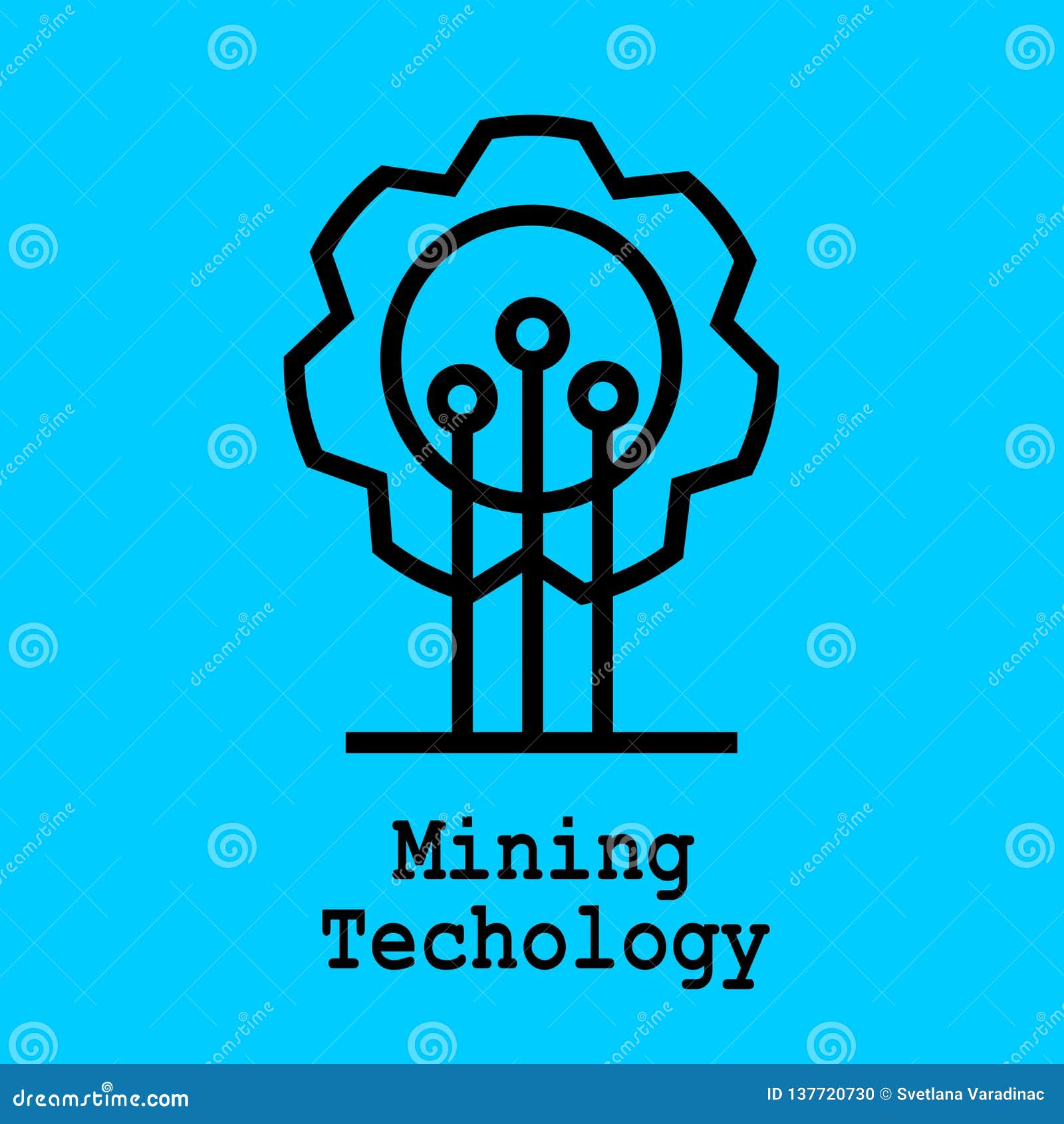 Mining Technology Flat Icon. Stock Vector - Illustration of network ...