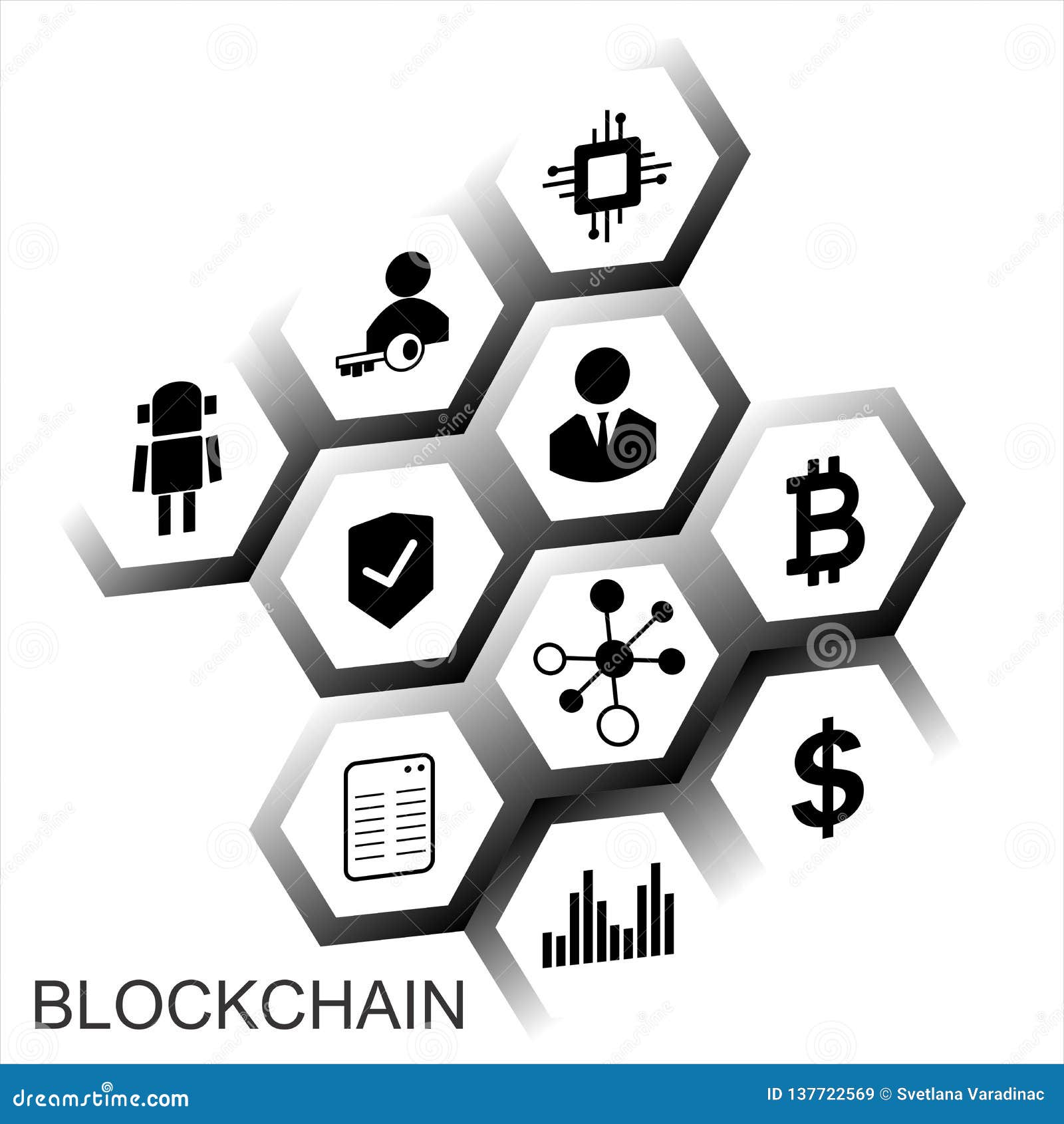 Vector Illustration of Blockchain Concept. Stock Vector - Illustration ...
