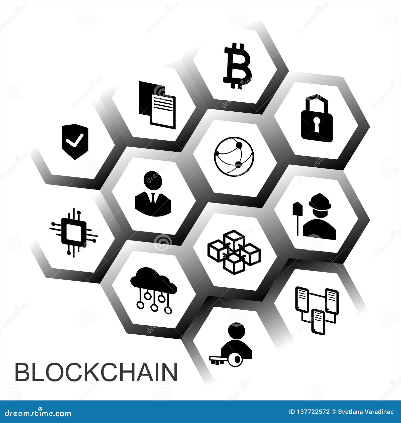 Vector Illustration of Blockchain Concept. Stock Vector - Illustration ...