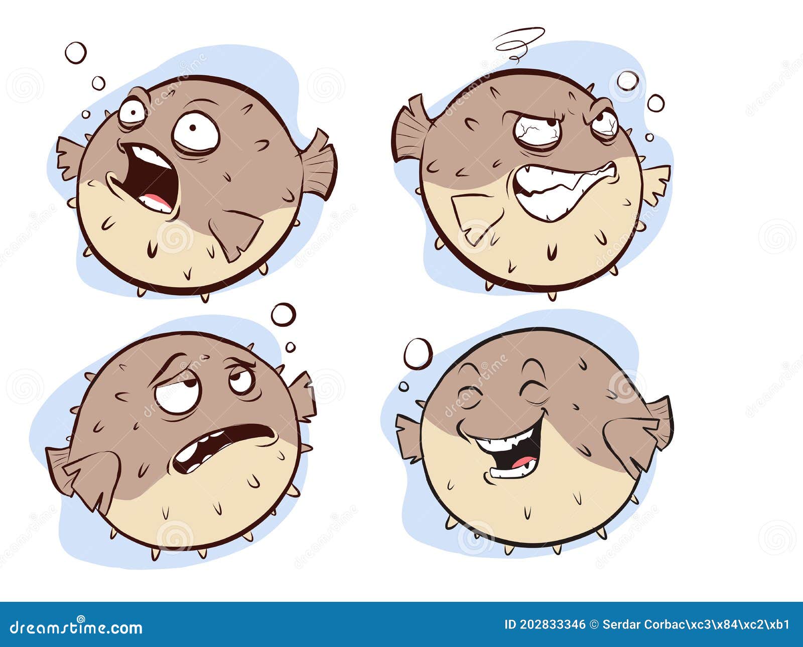 Vector Illustration of a Blowfish Stock Vector - Illustration of three ...