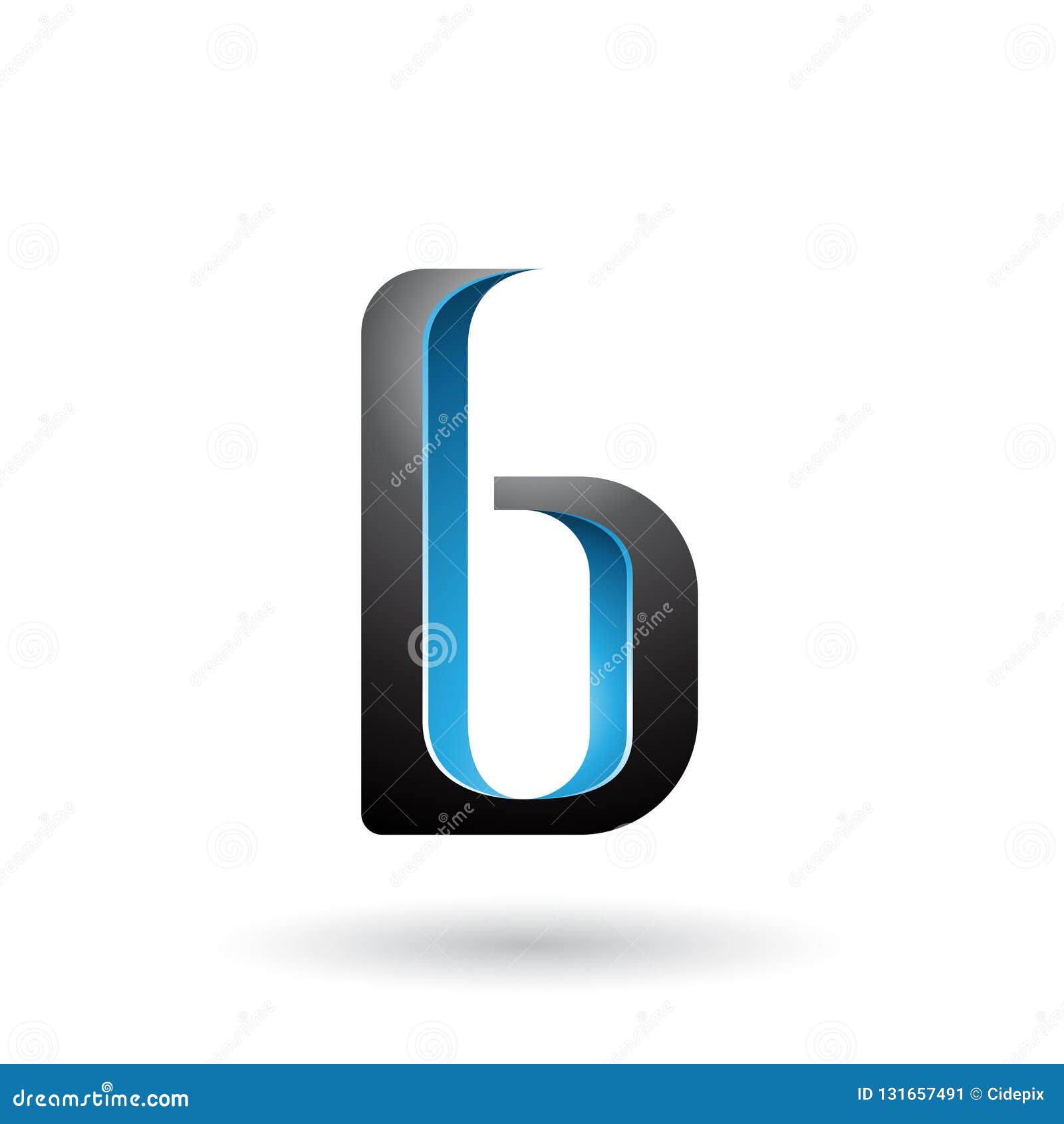Blue and Black Shaded Letter B Isolated on a White Background Stock ...