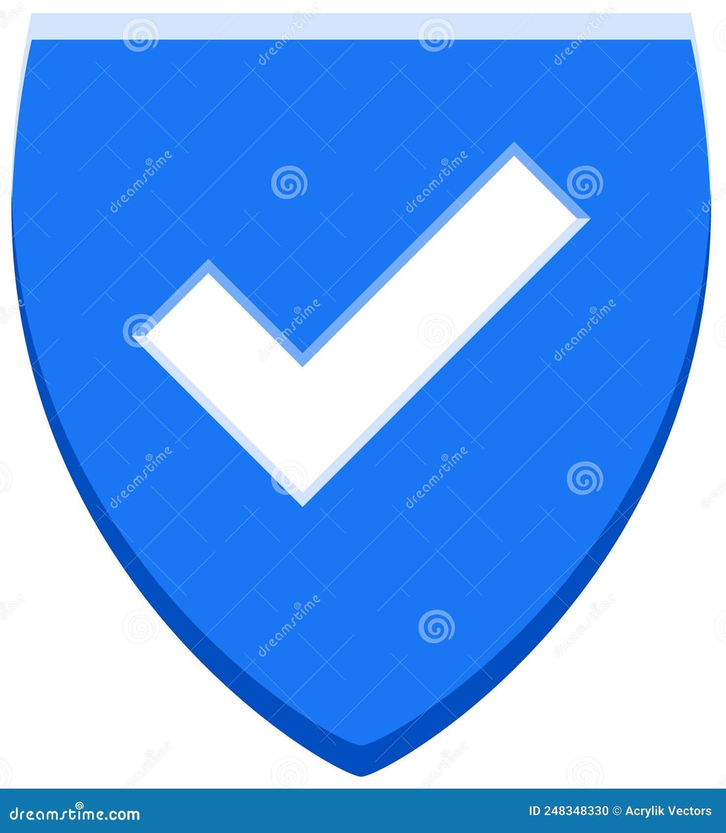 Blue Checkmark on Rounded Shield Crest Vector Illustration Icon Stock ...