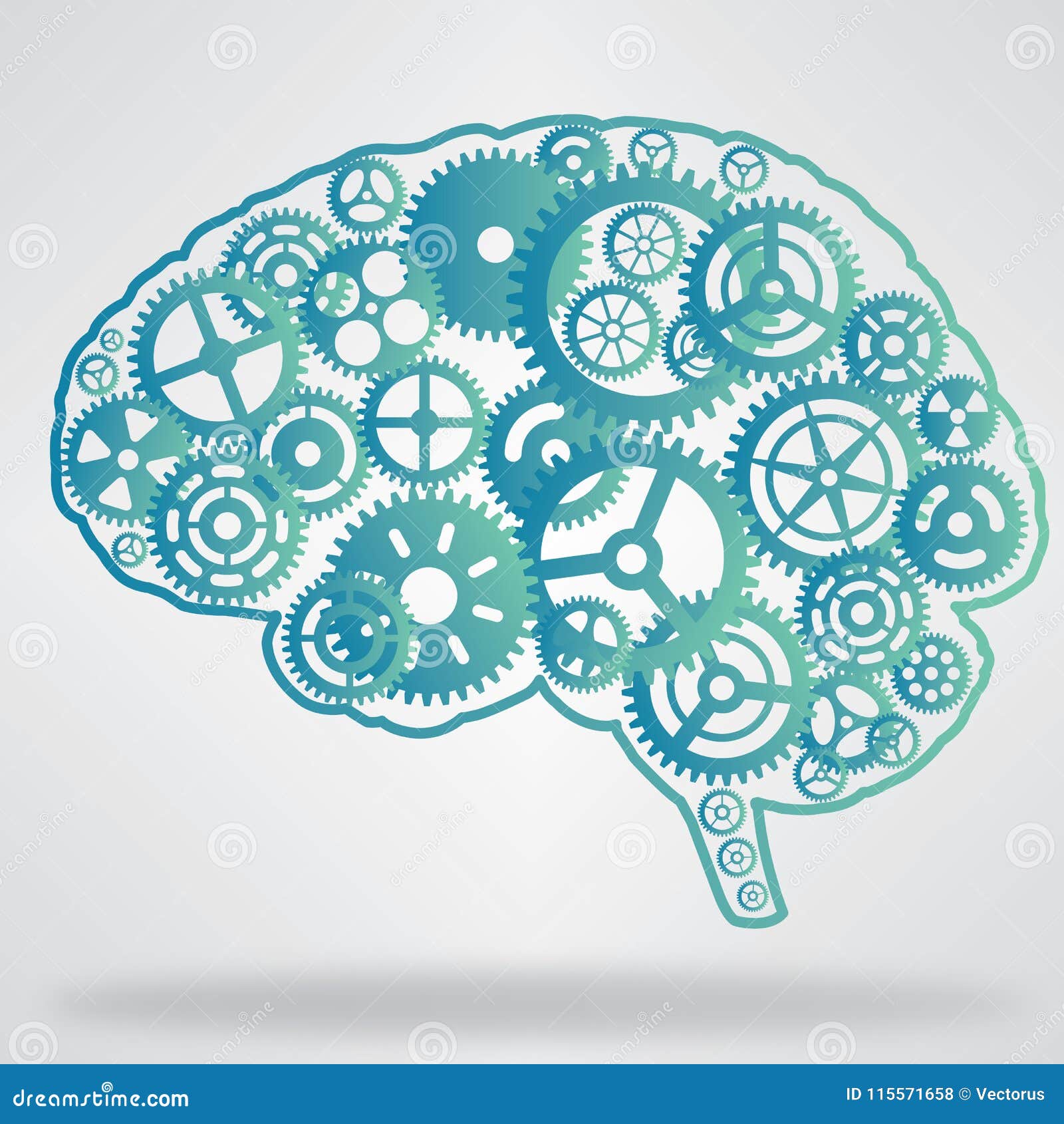 Blue Color Brain Shaped Gear Wheels Stock Vector - Illustration of ...