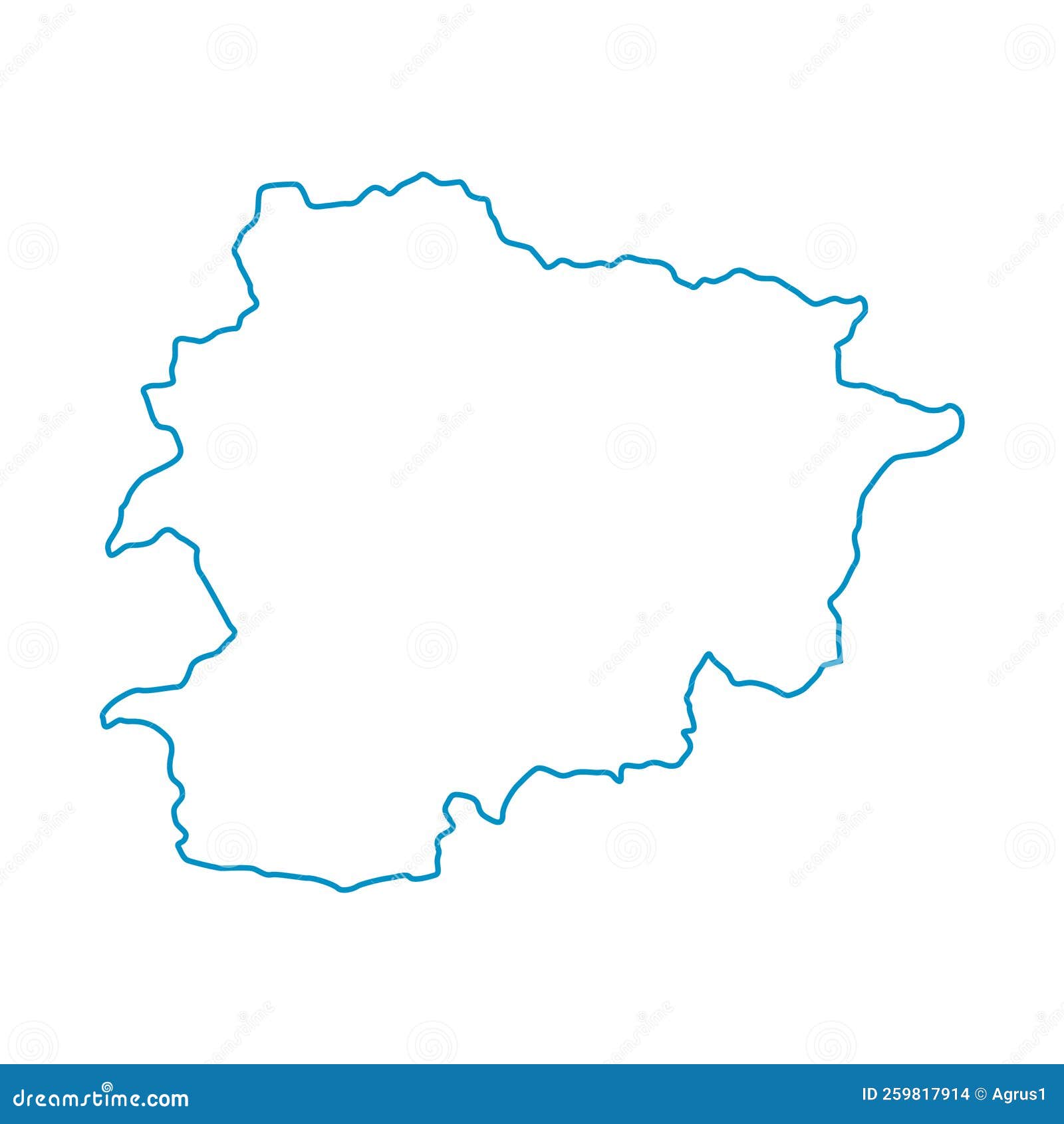 Vector Illustration of Blue Colored Outline Map of Andorra Stock Vector ...