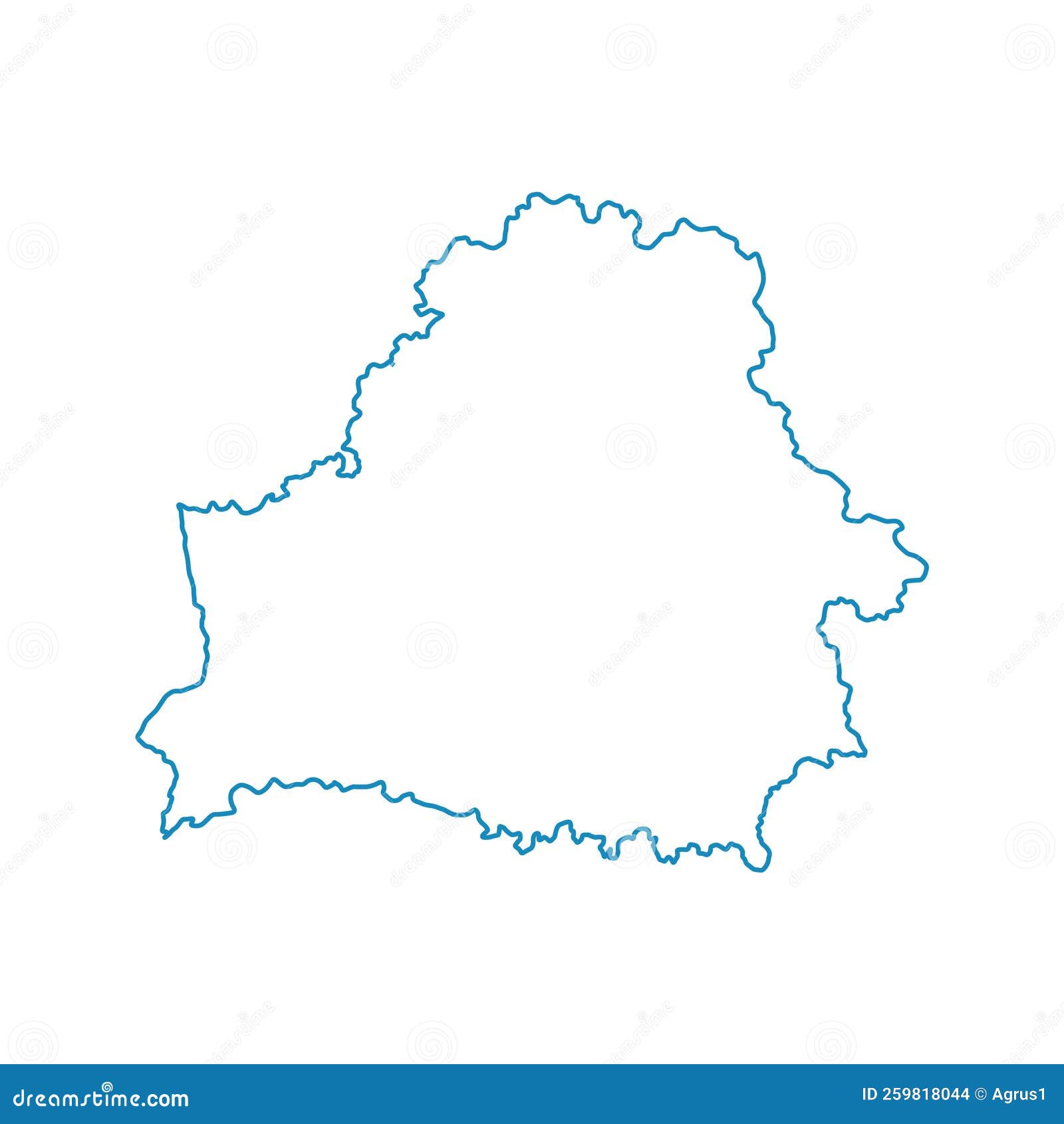 Vector Illustration of Blue Colored Outline Map of Belarus Stock Vector ...