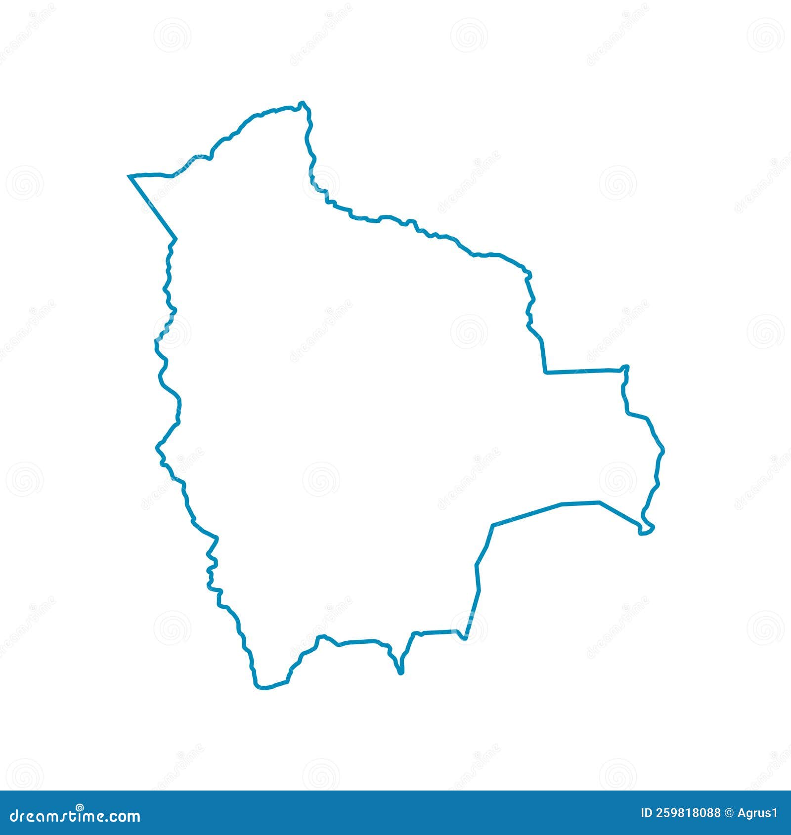 Vector Illustration of Blue Colored Outline Map of Bolivia Stock Vector ...