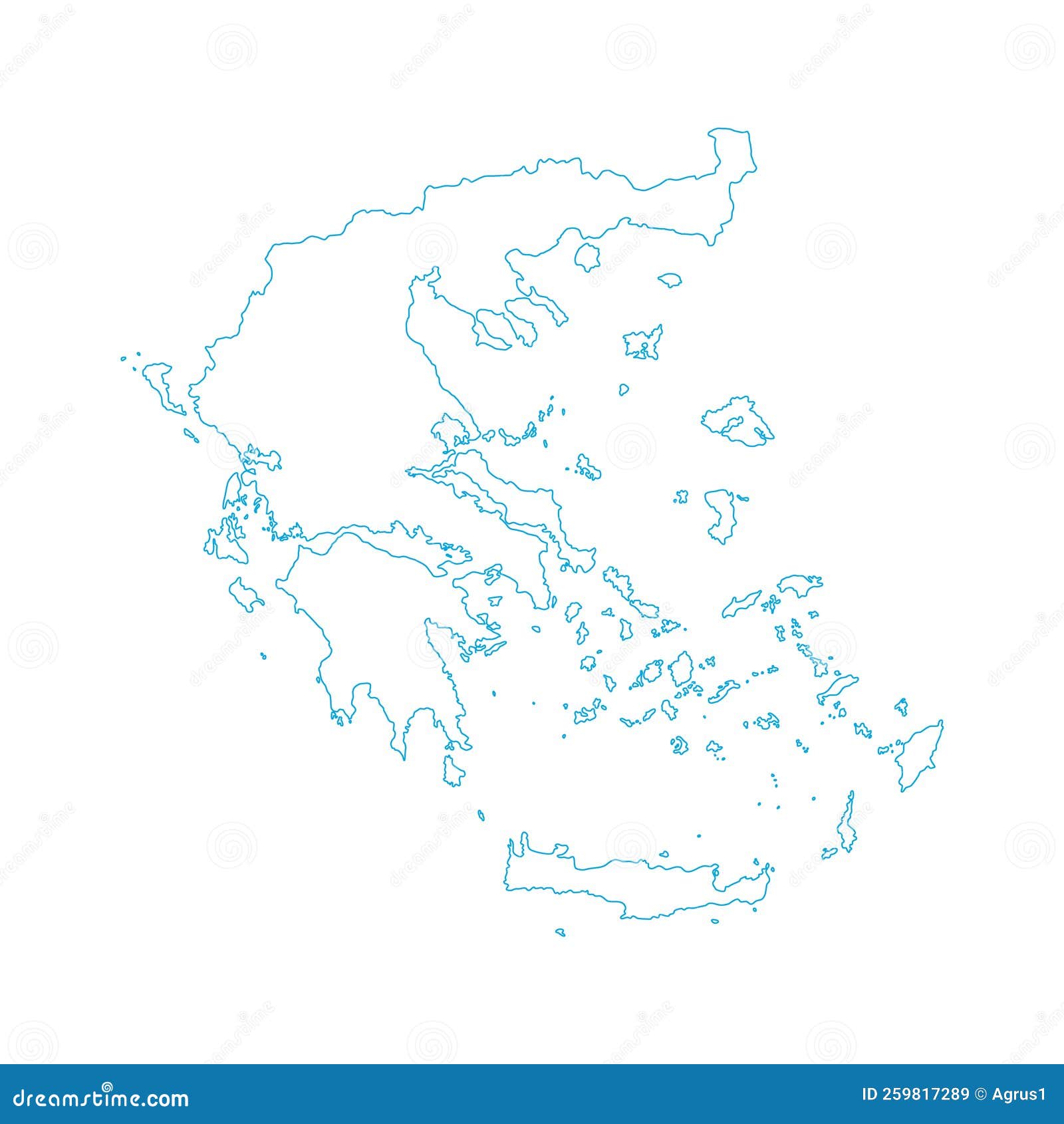 Vector Illustration of Blue Colored Outline Map of Greece Stock Vector ...