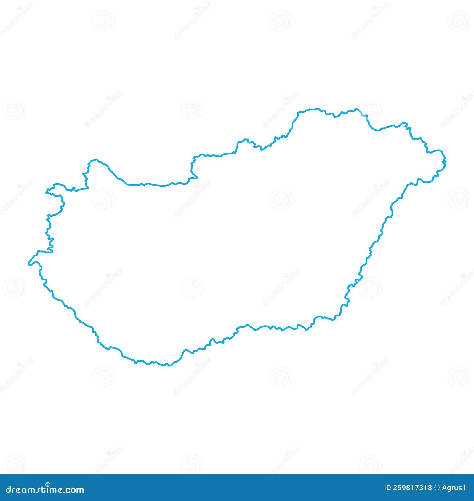 Vector Illustration of Blue Colored Outline Map of Hungary Stock Vector ...