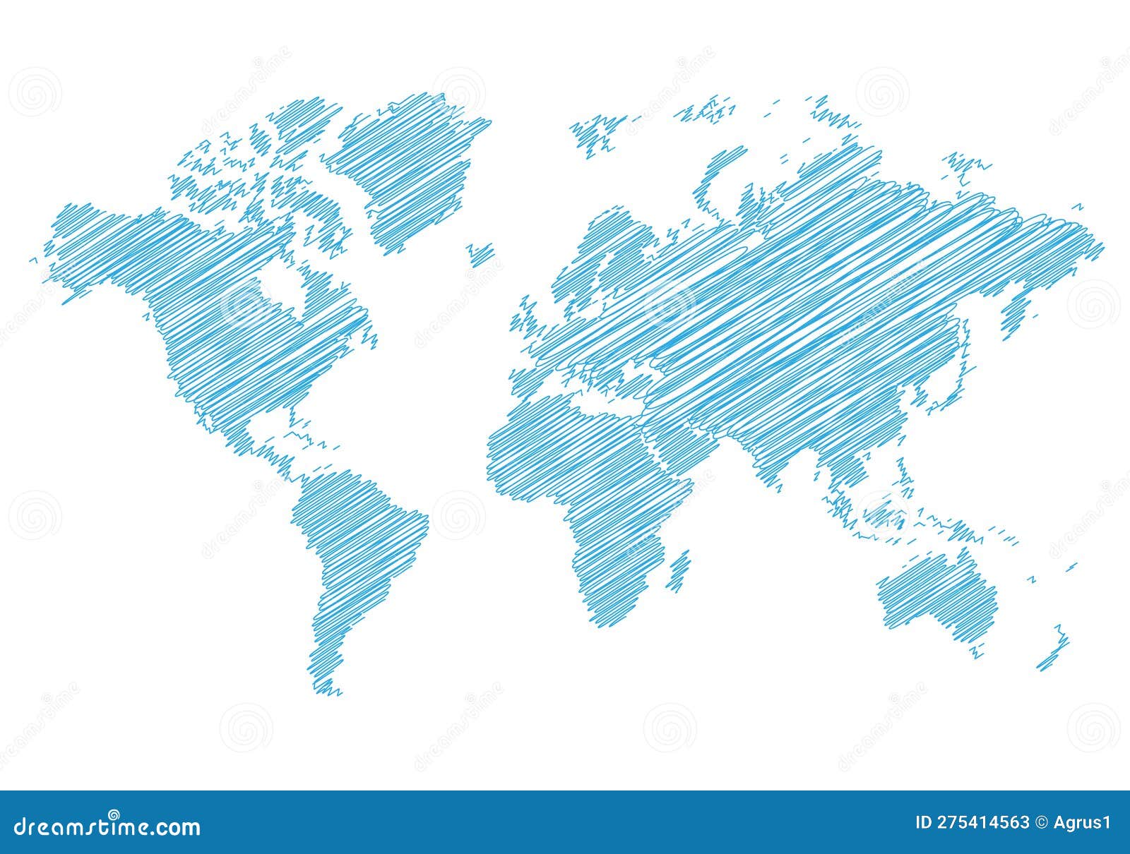 Vector Illustration of Blue Colored Scribble World Map Stock Vector - Illustration of banner ...