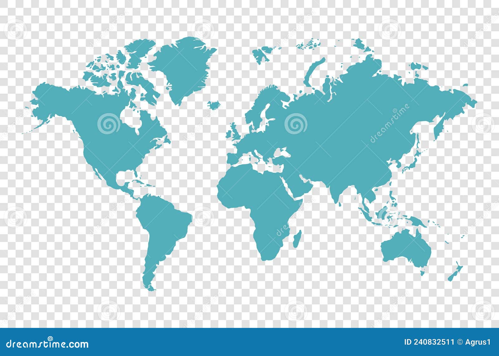 Vector Illustration of Blue Colored World Map on Transparent Background ...