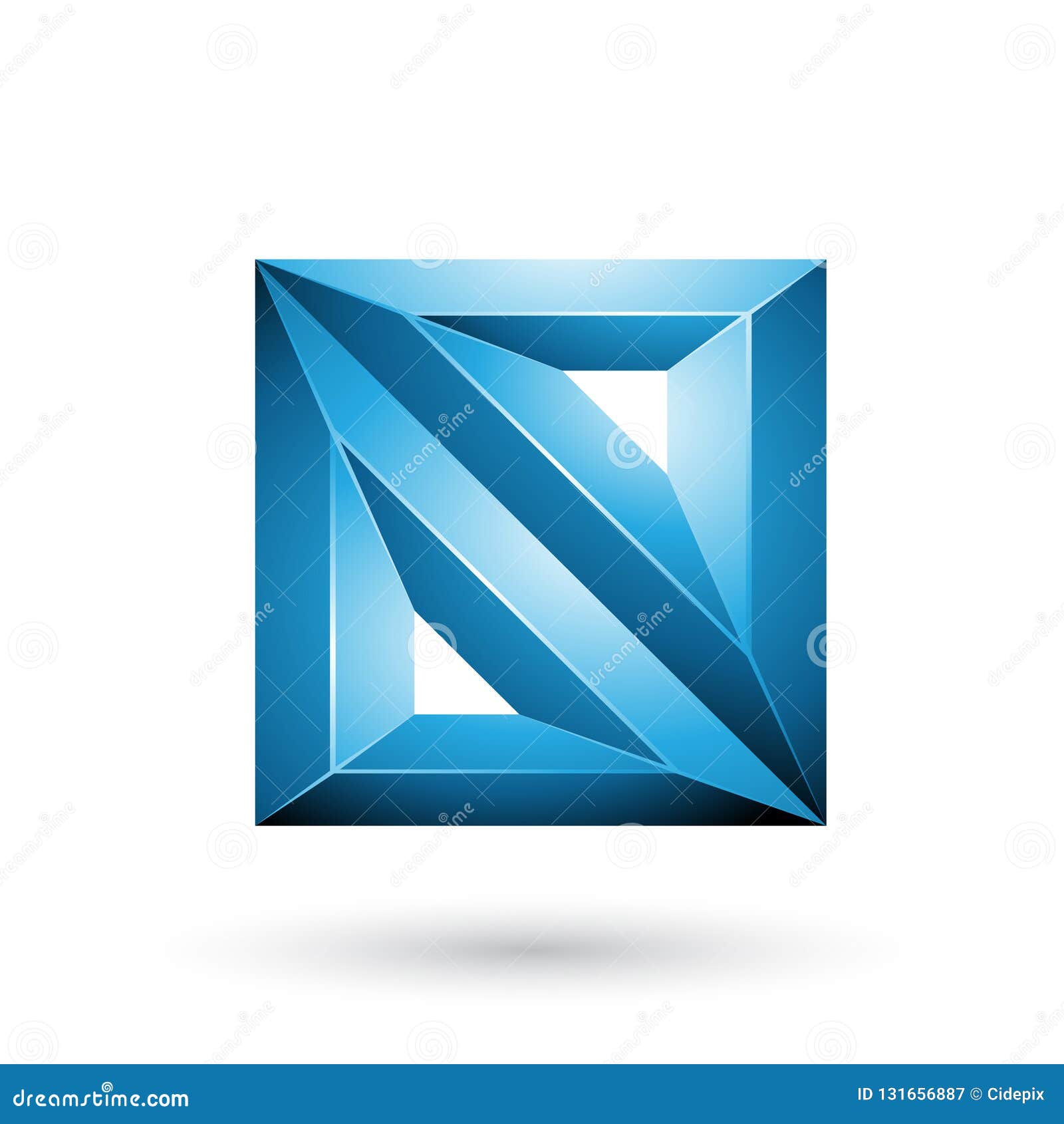 Blue 3d Geometrical Embossed Triangles and Square Shape Isolated on a ...