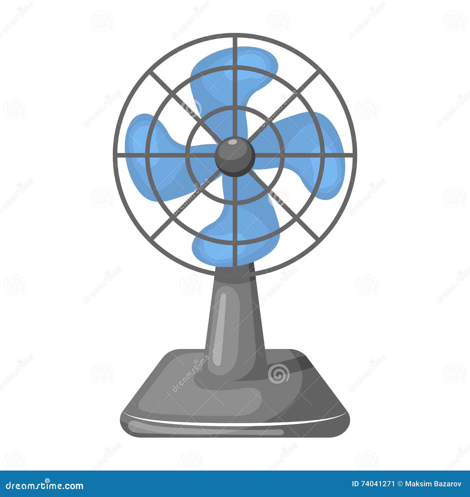 Vector Illustration of Blue Desk Fan Stock Vector - Illustration of ...