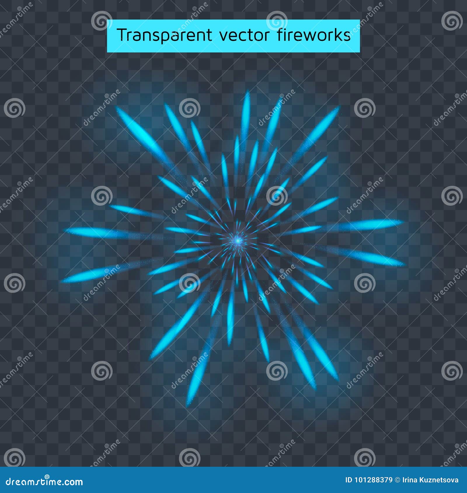 Vector Illustration of Blue Fireworks, Transparent Light Effect, Stock ...