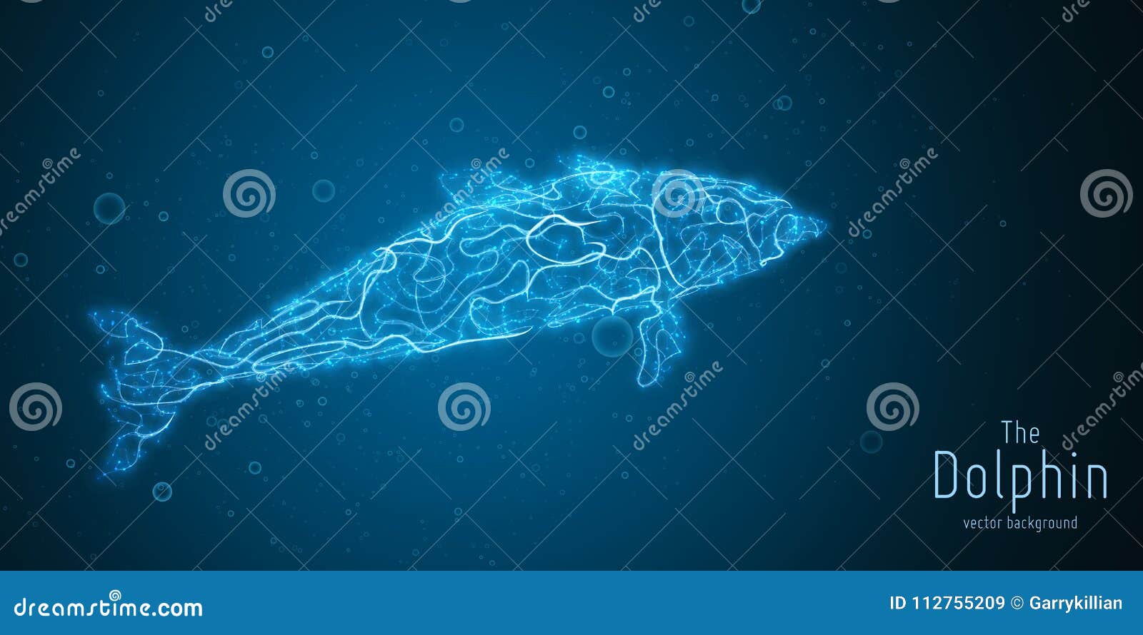 Vector Illustration of Blue Geometric Dolphin Constructed with ...