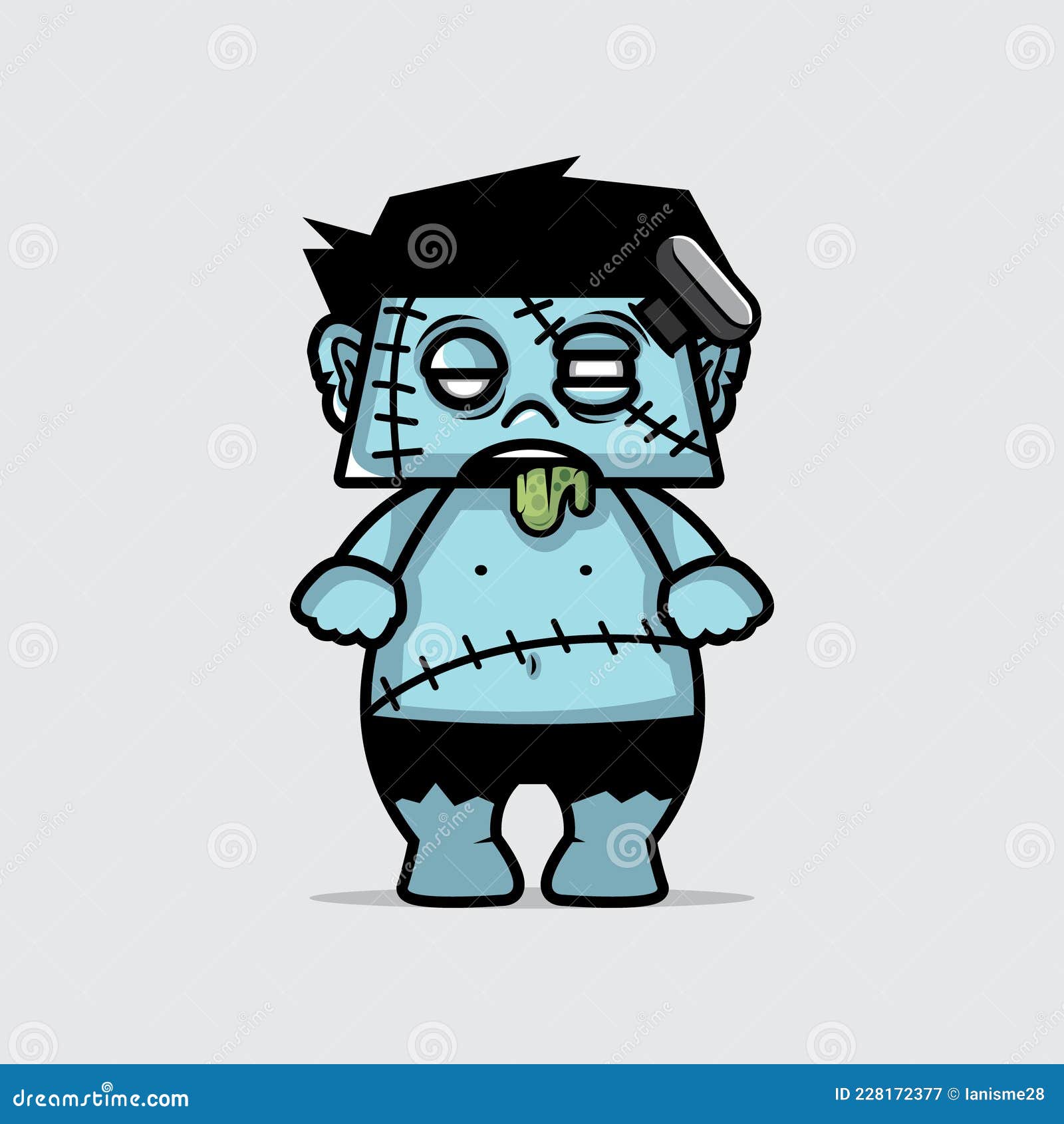 Vector Illustration of the Blue Halloween Zombies Stock Vector ...