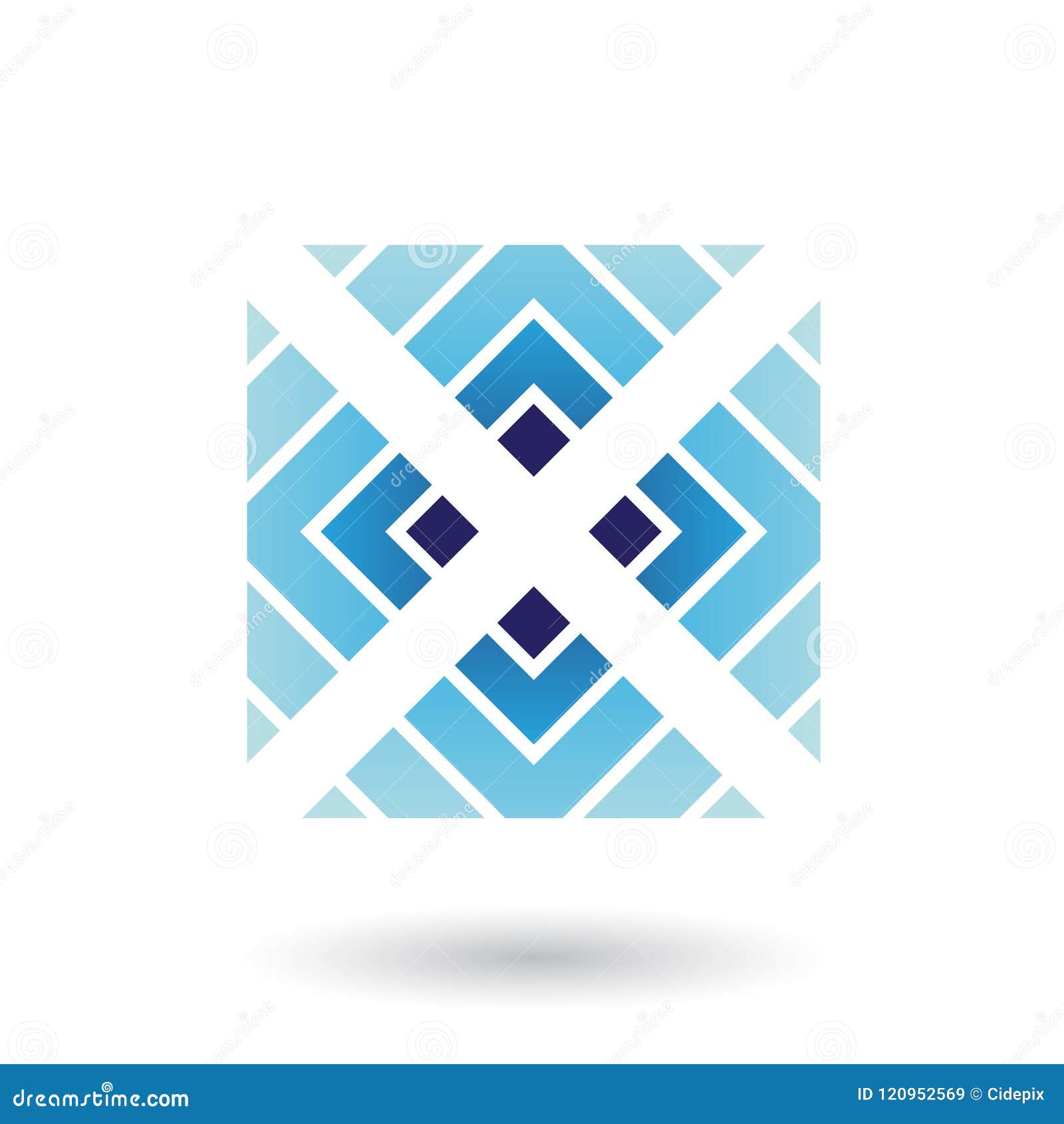 Blue Letter X Icon with Square and Triangles Vector Illustration Stock ...