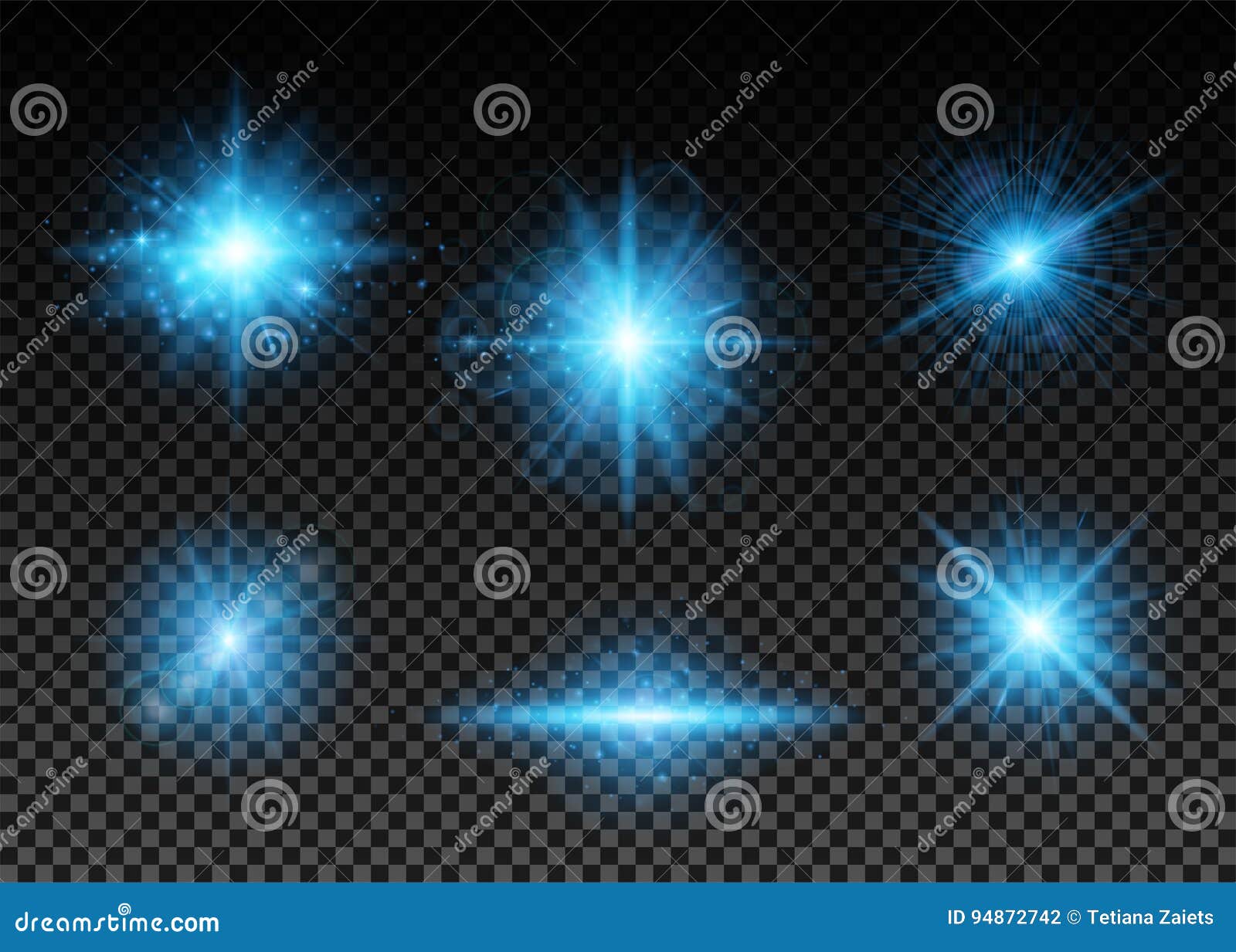 Vector Illustration of Blue Lights Set Stock Vector - Illustration of ...