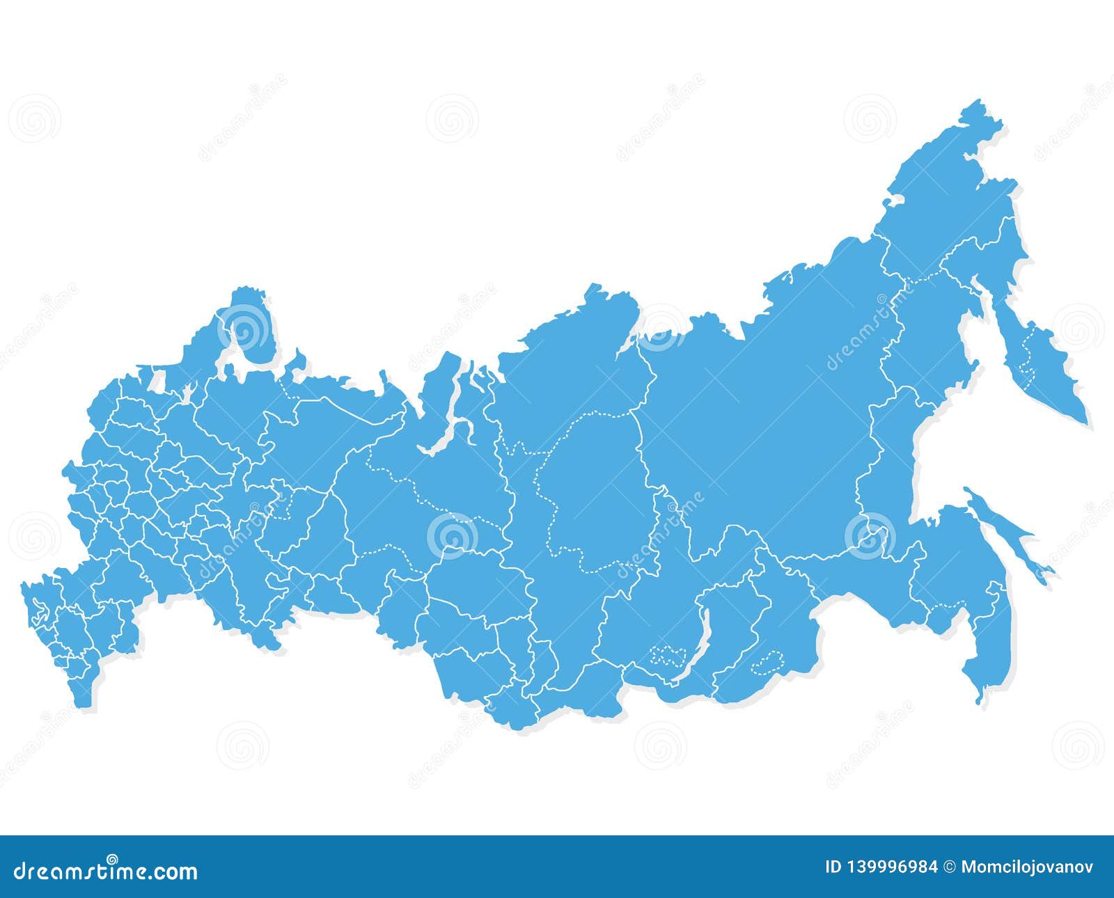 Blue Map of Russia stock vector. Illustration of borders - 139996984