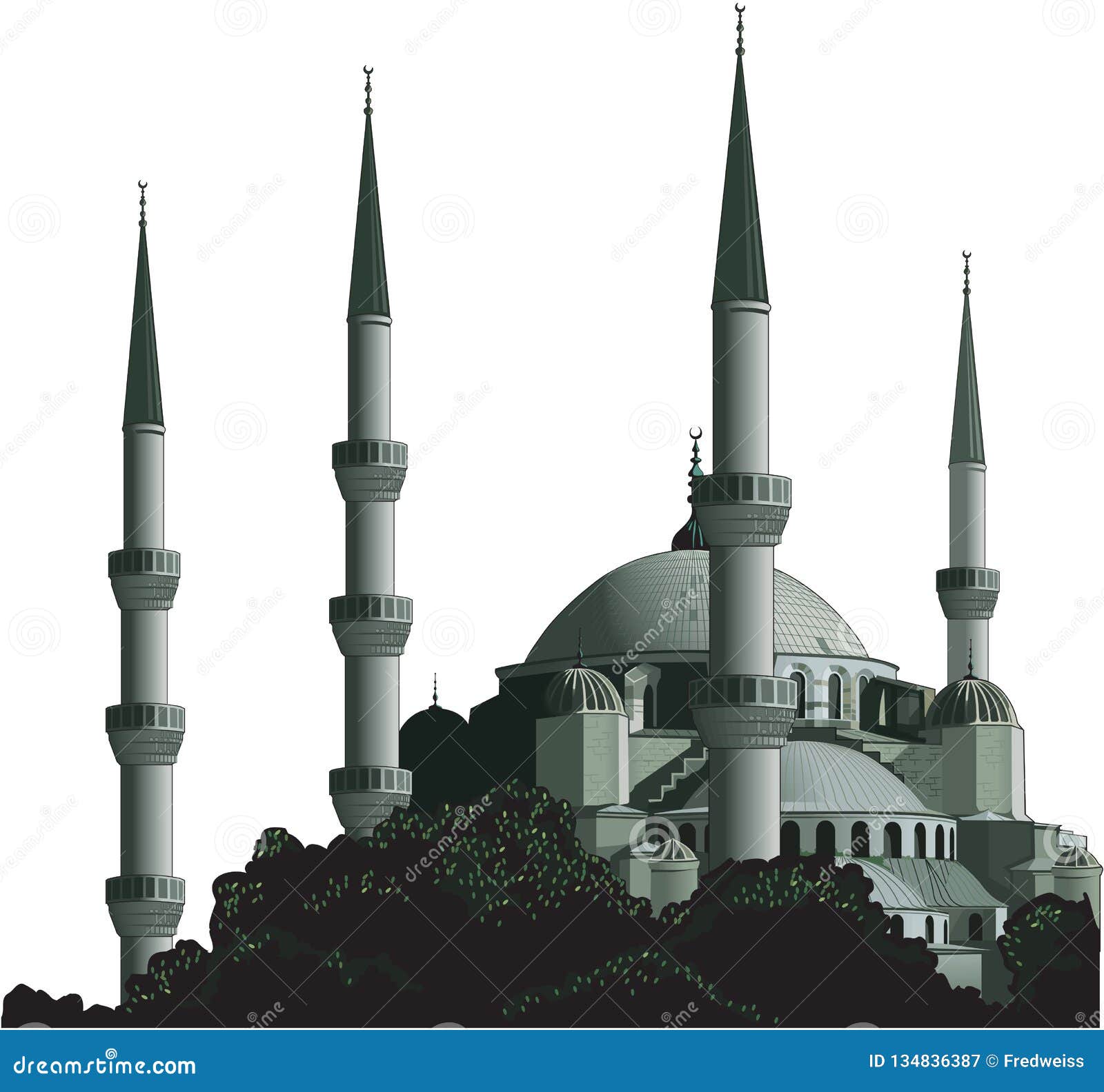 Blue Mosque Vector Illustration Stock Vector - Illustration of sultan ...