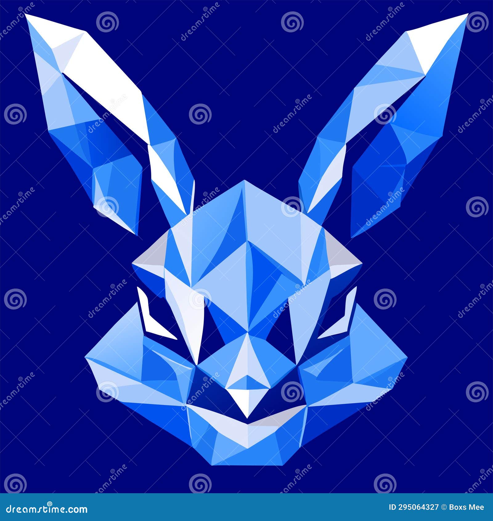 Vector Illustration of a Blue Polygonal Rabbit on a Blue Background ...