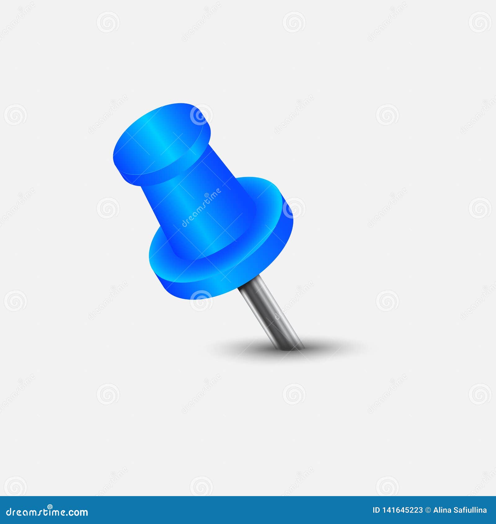 Vector Illustration of Blue Push Pin. Stock Vector - Illustration of ...