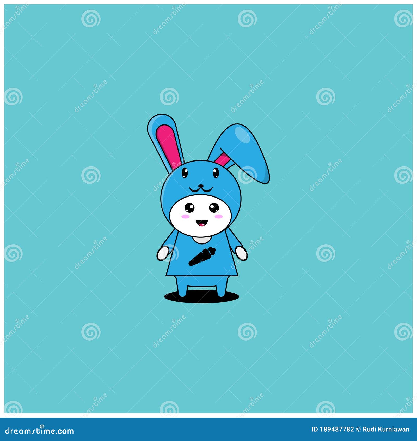 Vector Illustration of a Blue Rabbit Character Stock Vector ...