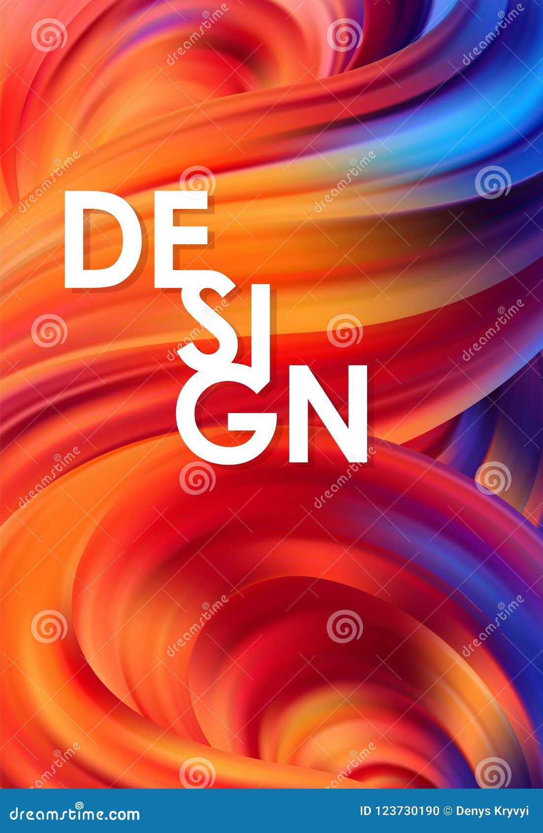 Vector Illustration: Blue and Red Colored Abstract Wavy Liquid ...