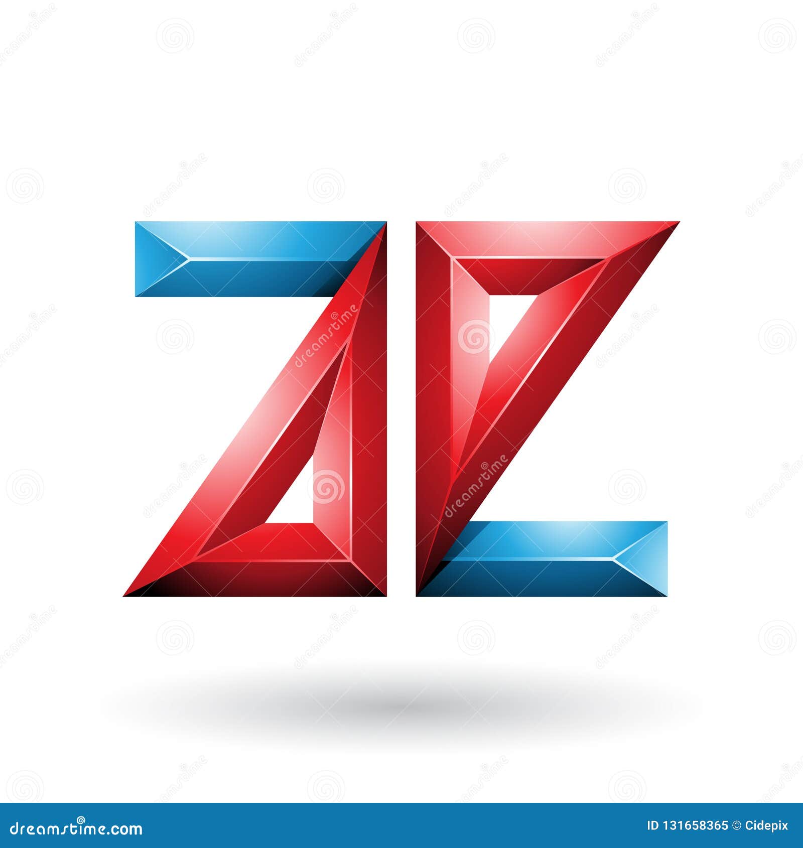 Blue and Red 3d Geometrical Embossed Letters a and E Isolated on a ...