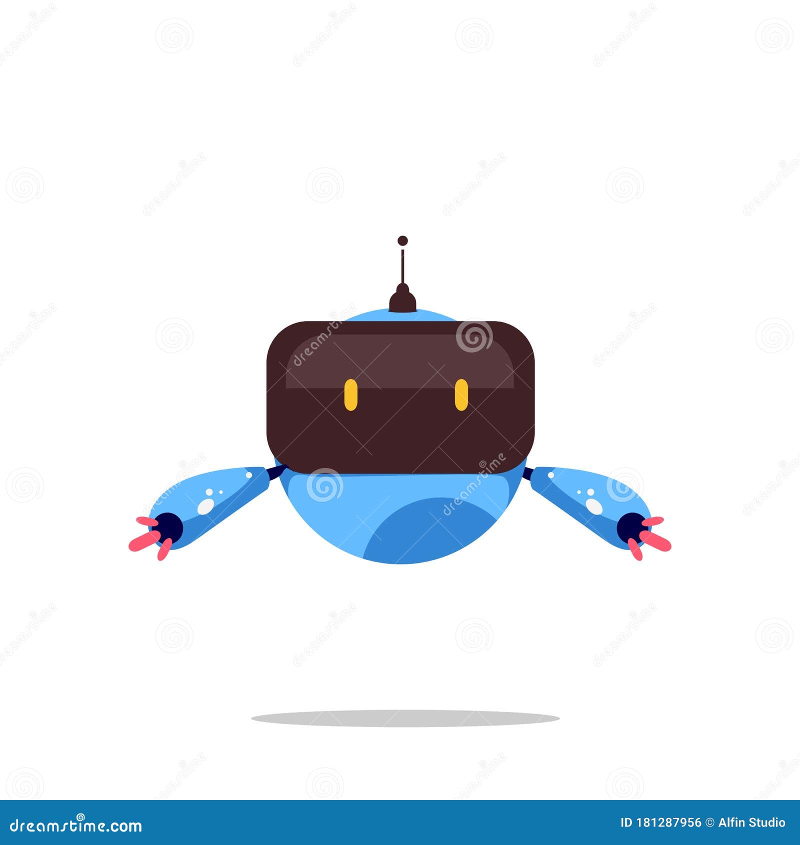 Vector Illustration of a Blue Robot with a Surprised Expression Stock ...