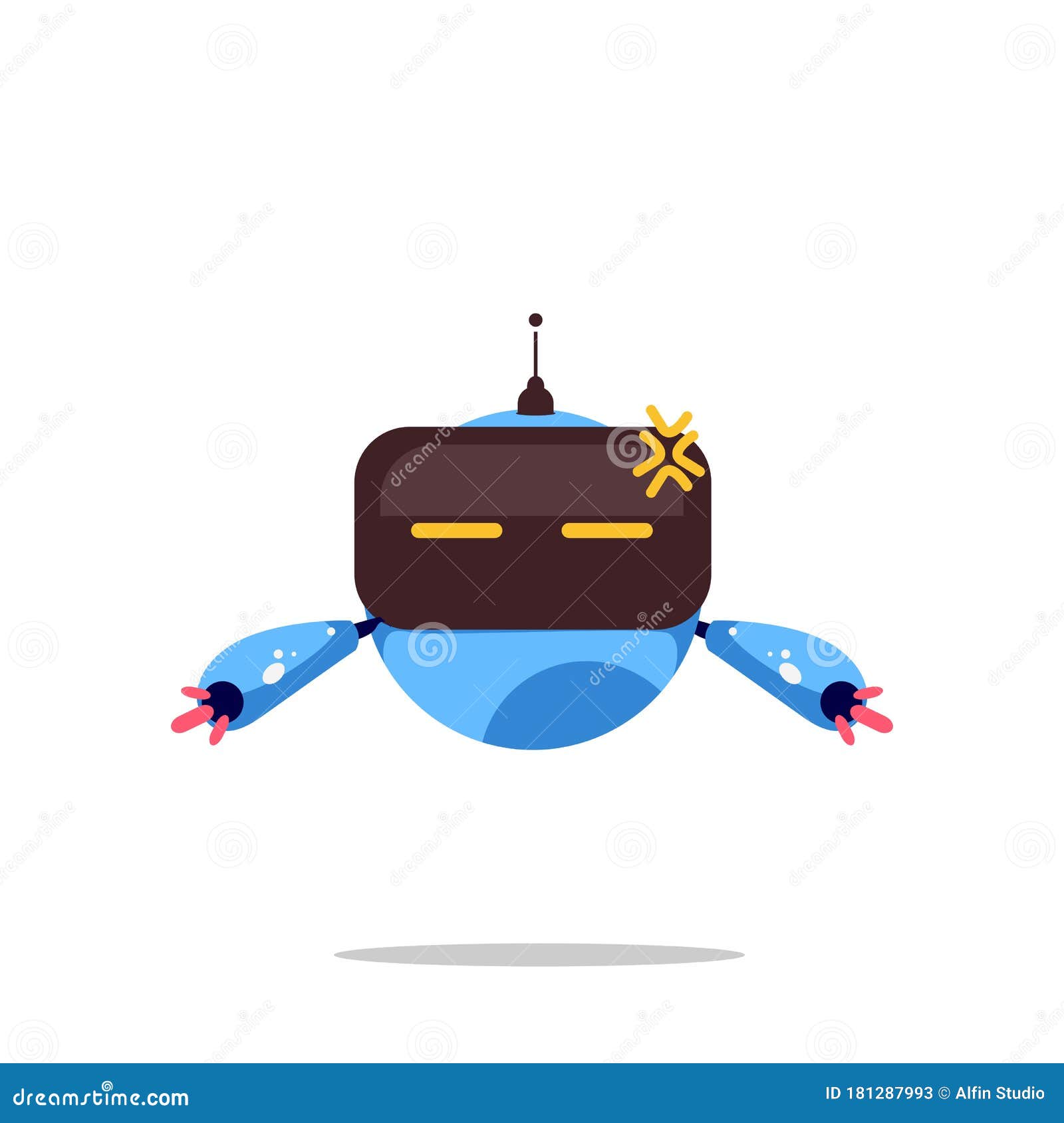 Vector Illustration of a Blue Robot Who is Angry Stock Vector ...