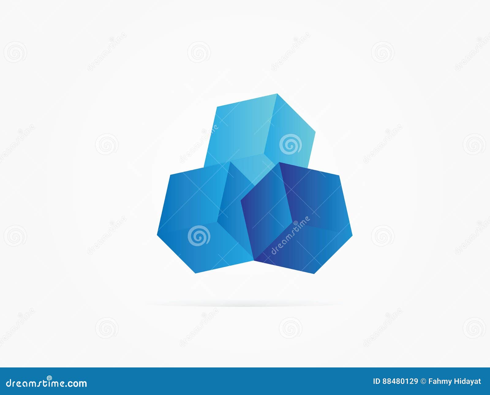 Vector Illustration Blue Three Cube Logo Design Icon Stock Illustration ...