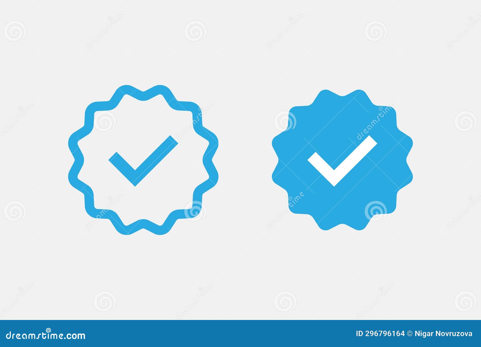 Vector Illustration of Blue Tick Icon on Grey Background Stock ...