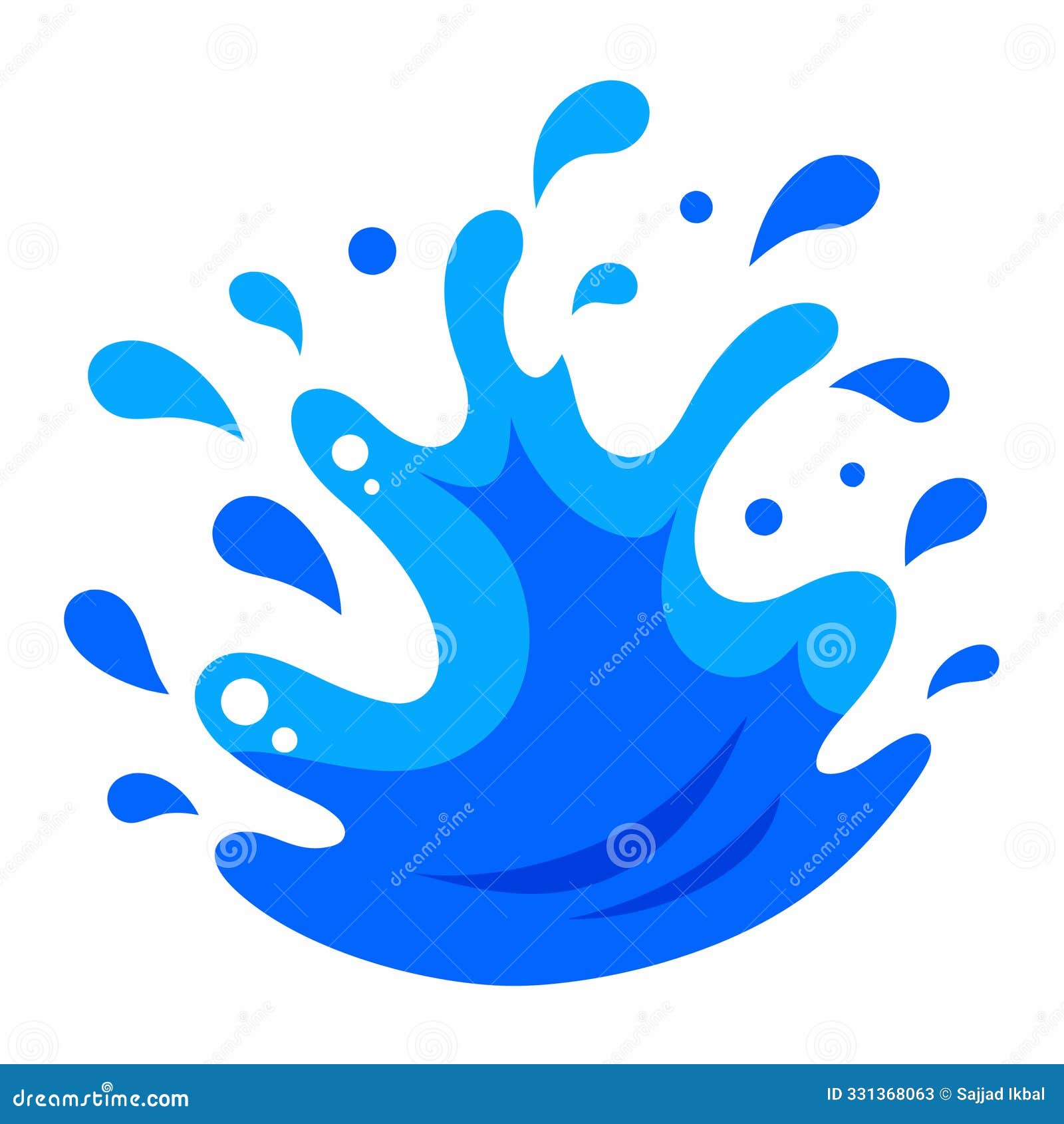 Blue Water Splash Vector Illustration Isolated on White Editorial Stock ...