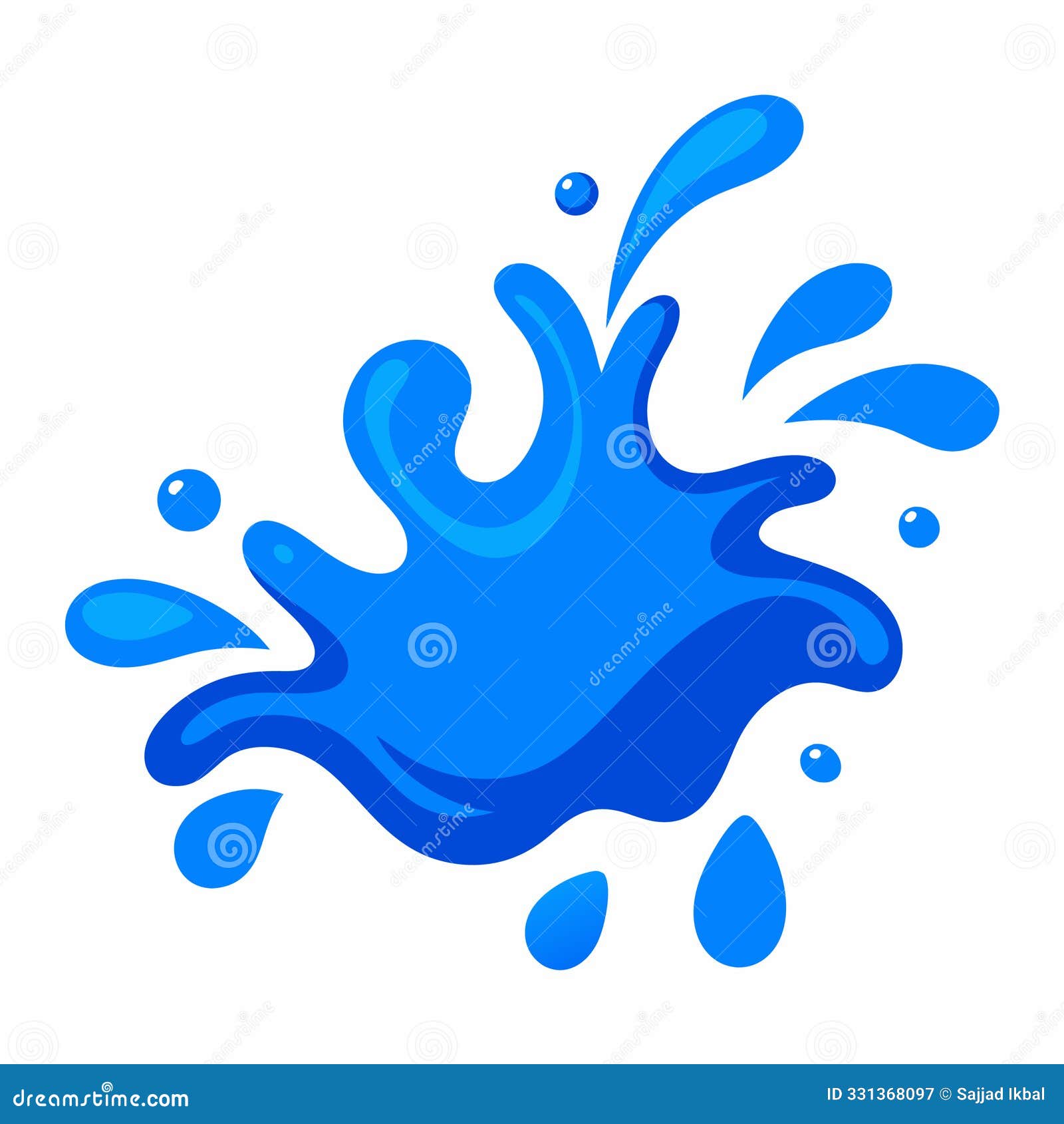 Blue Water Splash Vector Illustration Isolated on White Editorial ...