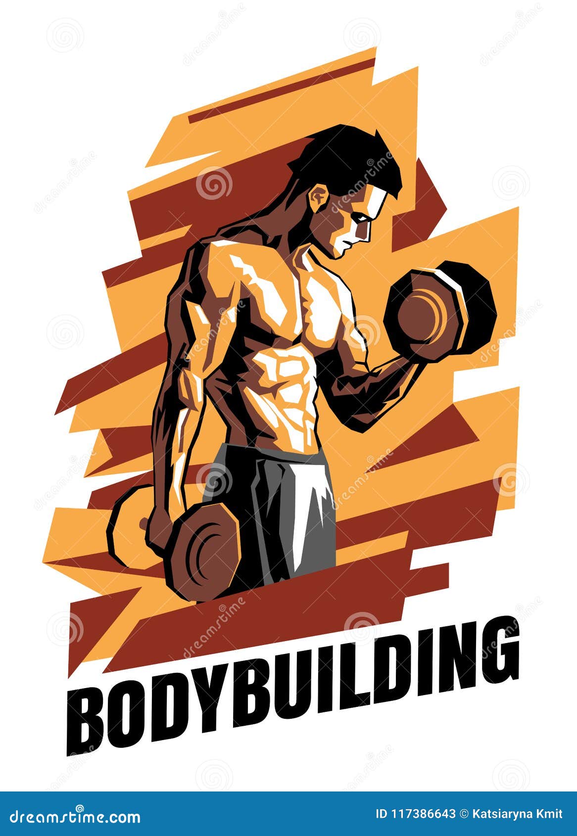 Bodybuilding Poster Background Cartoon Vector | CartoonDealer.com #43626271