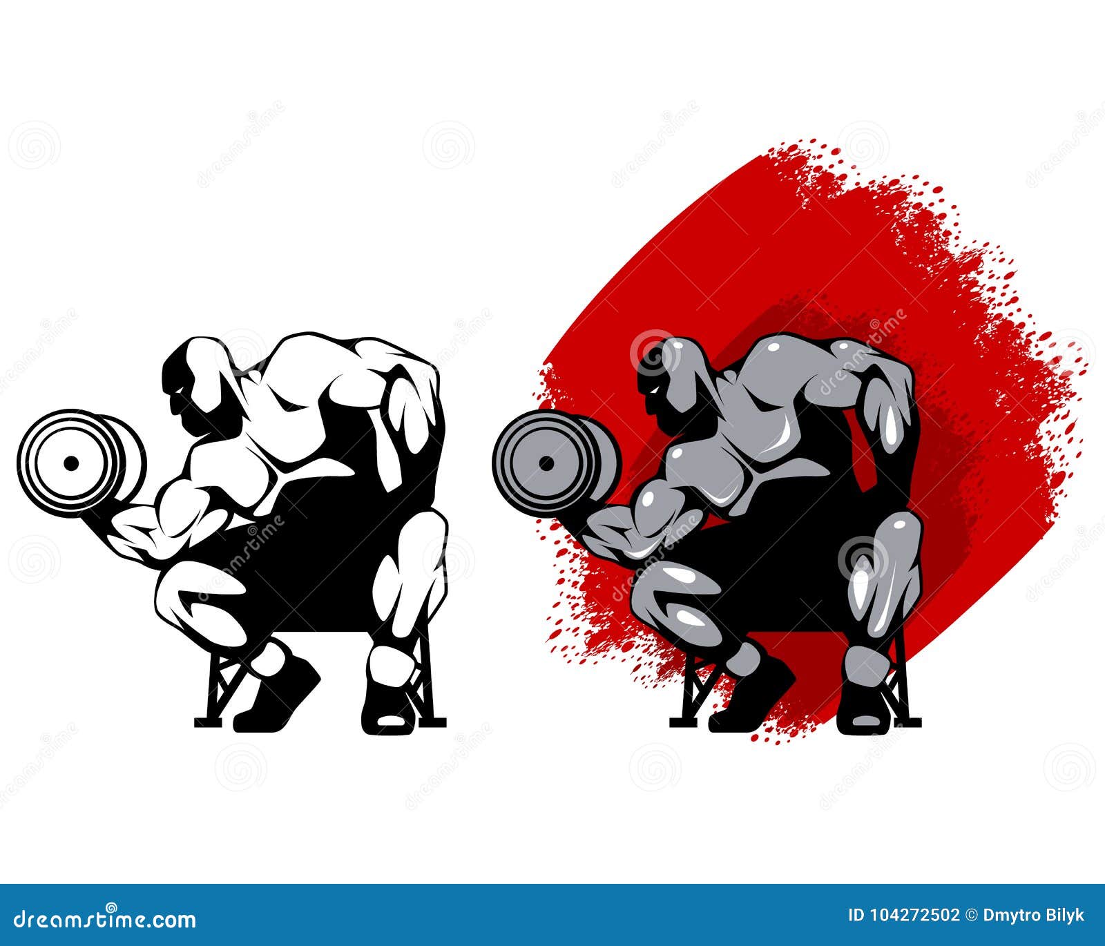 Bodybuilder Doing Exercise For Biceps, Professional Bodybuilder Sticker ...