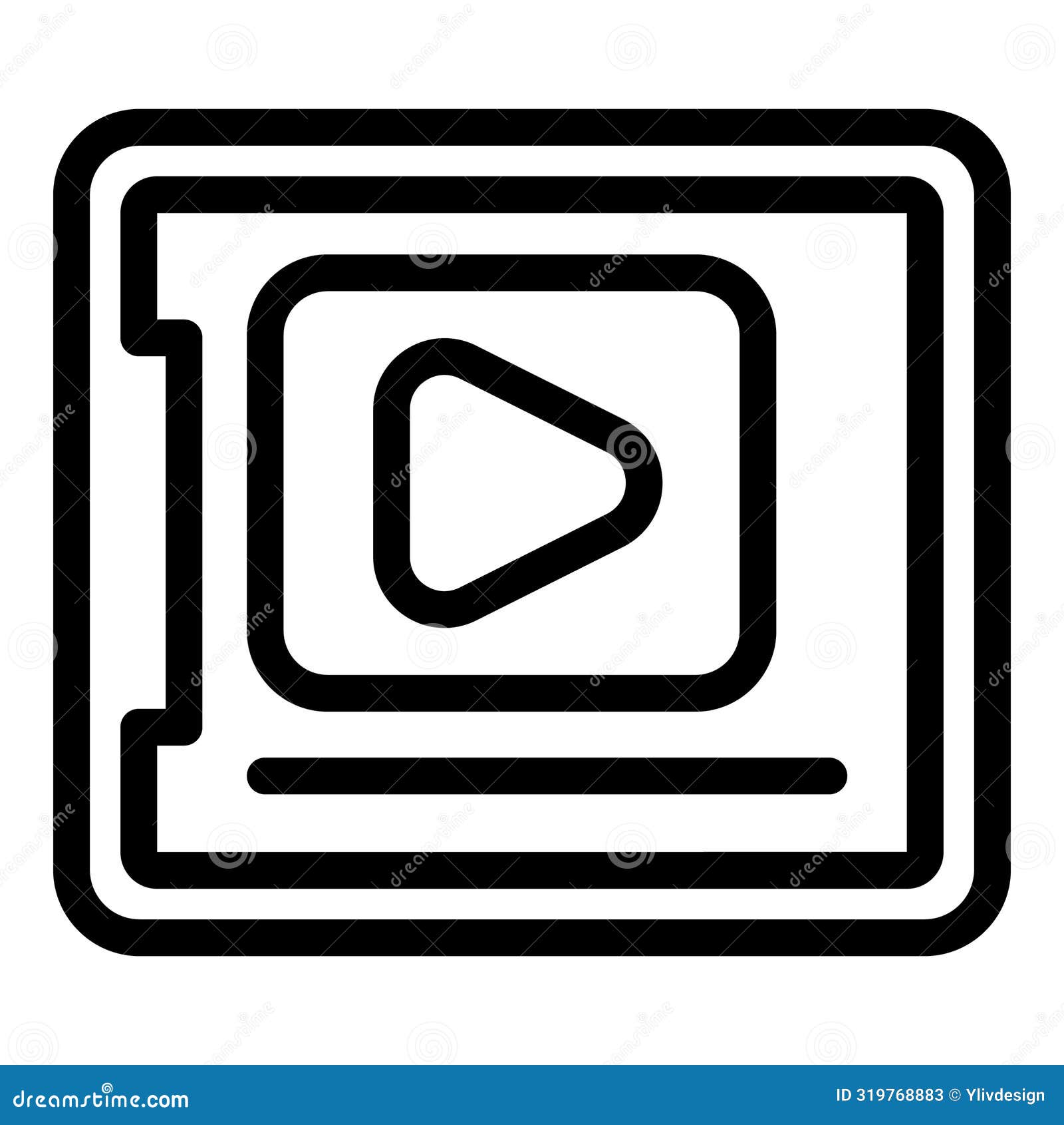 Play Button Icon in Bold Outline Stock Illustration - Illustration of ...