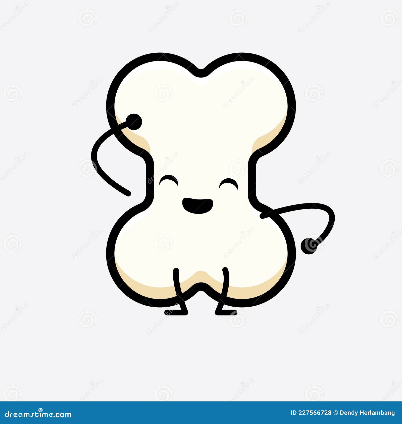 Vector Illustration of Bone Character with Cute Face and Simple Body ...