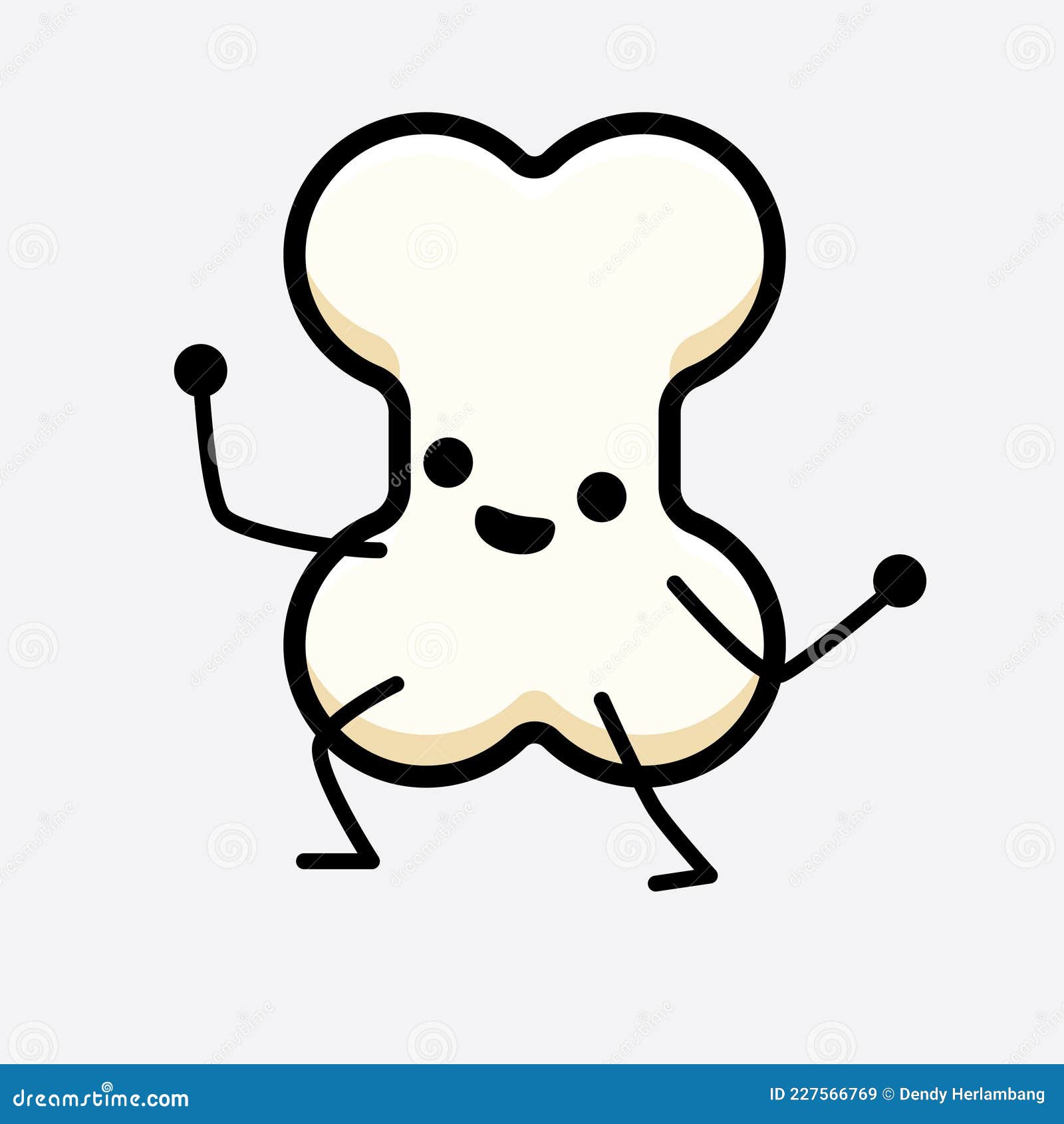 Vector Illustration of Bone Character with Cute Face and Simple Body ...
