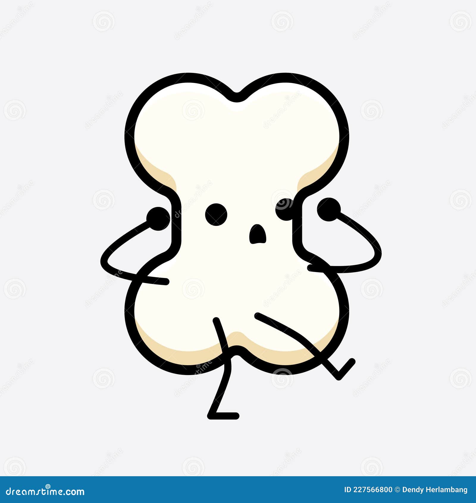Vector Illustration of Bone Character with Cute Face and Simple Body ...
