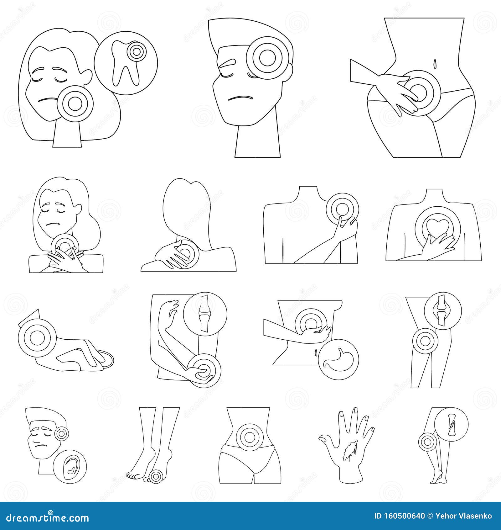 Vector Illustration of Bone and Inflammation Icon. Set of Bone and ...