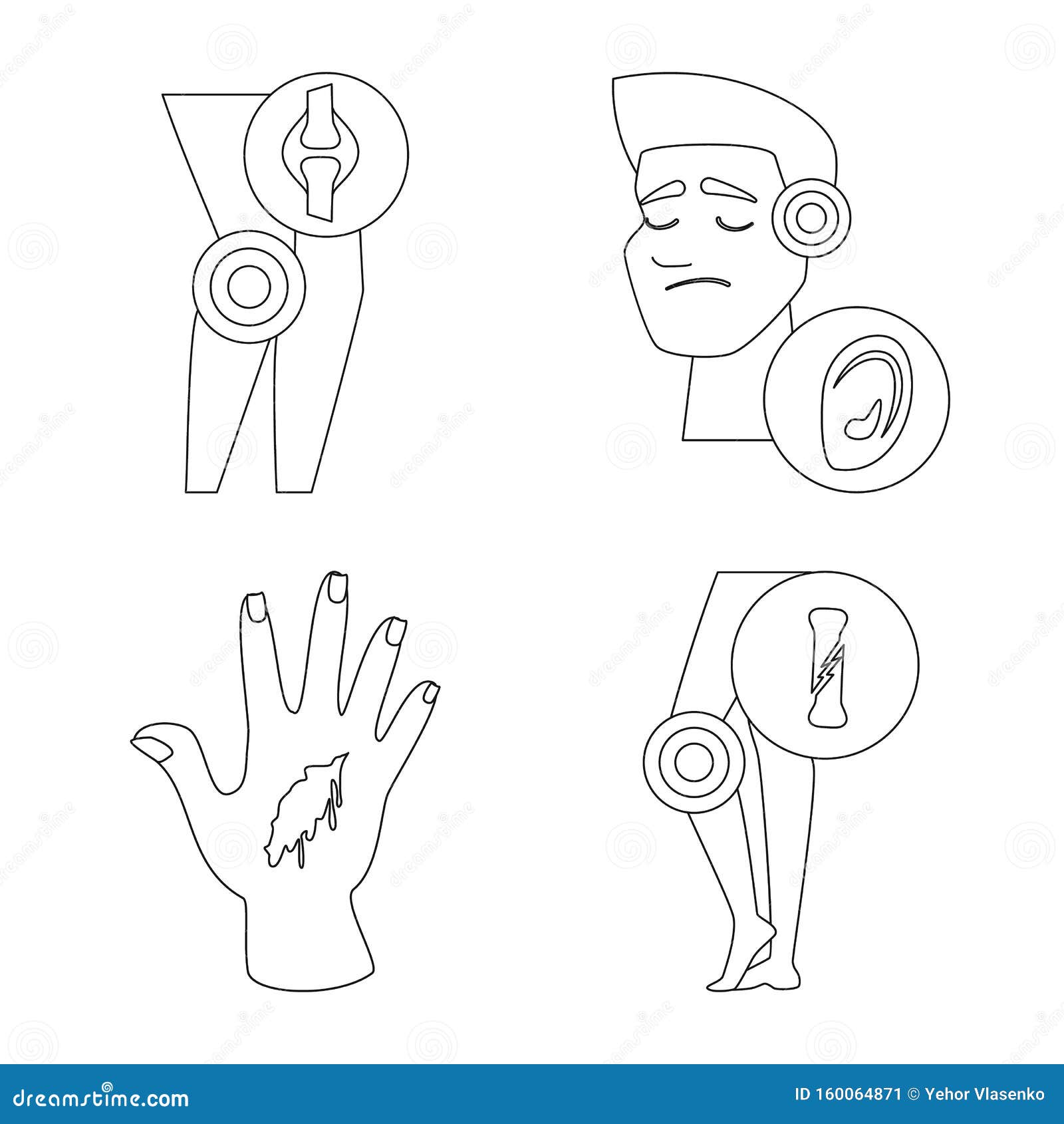 Vector Design of Bone and Inflammation Symbol. Set of Bone and Wound ...